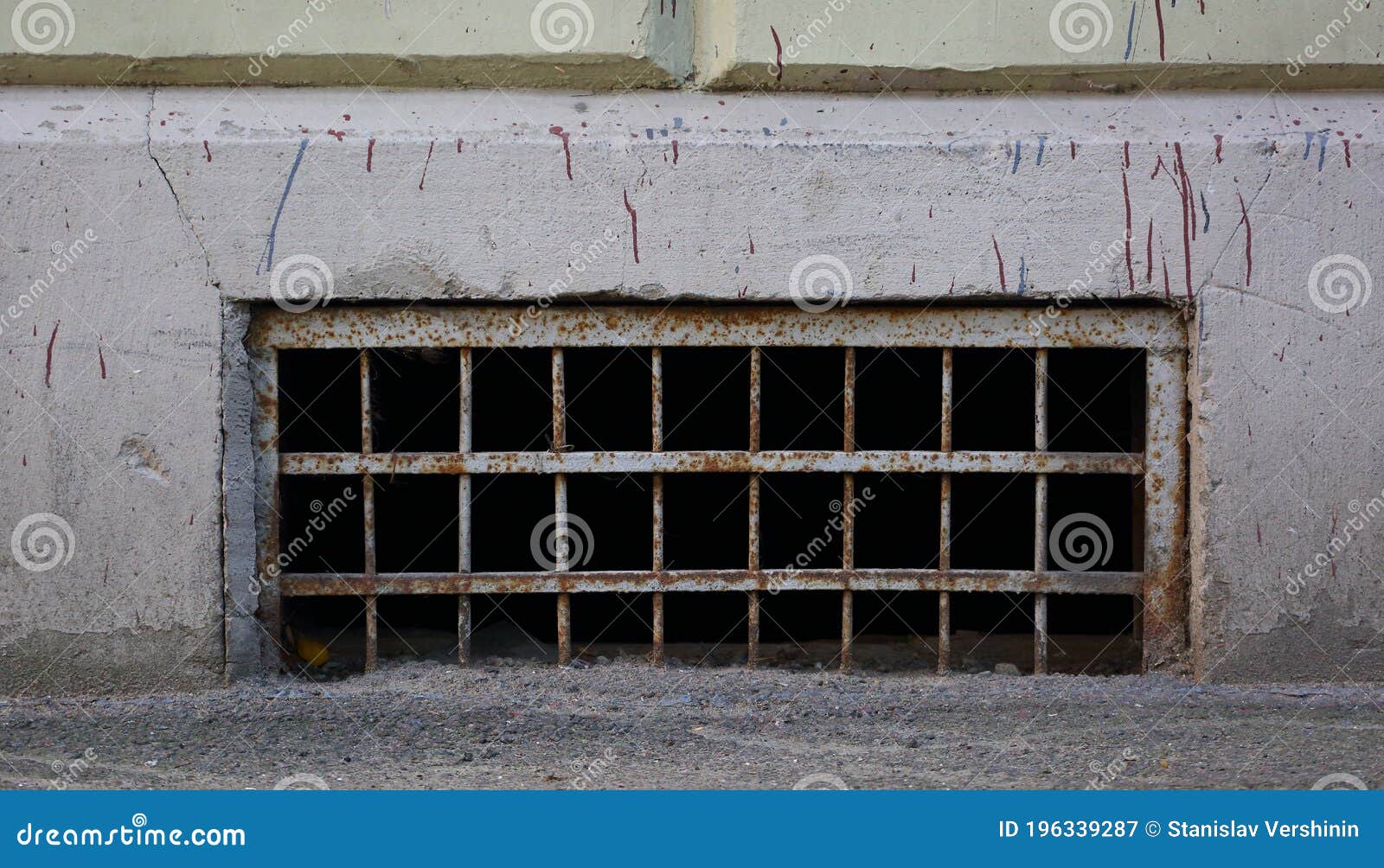 Basement Window with a Metal Barrier Stock Image - Image of bars ...