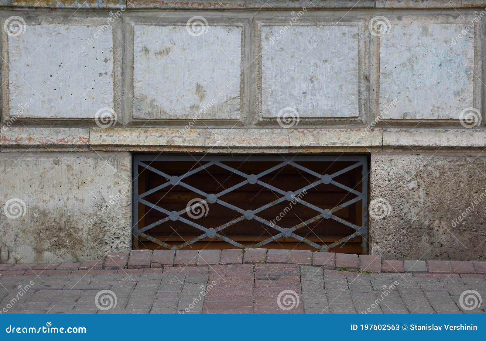 Basement Window with a Metal Barrier Stock Image - Image of metal ...