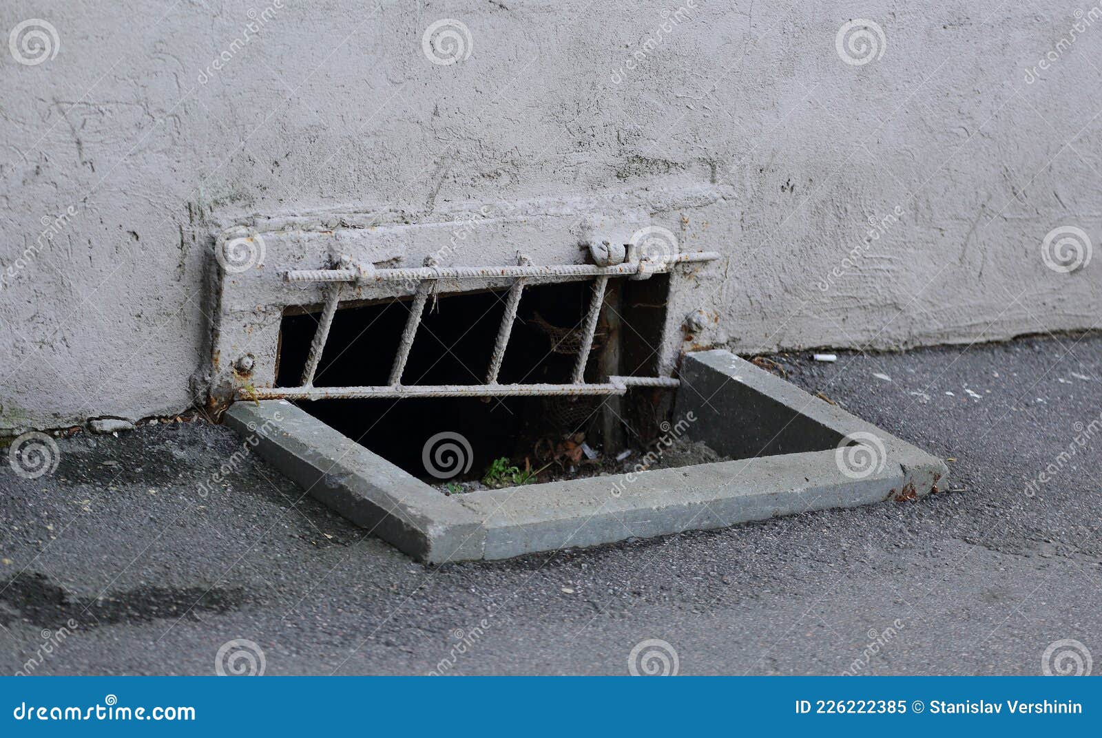Basement Window with a Metal Barrier Stock Image - Image of ...