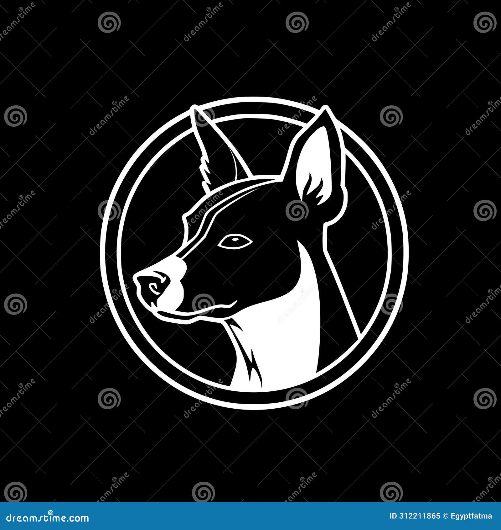 Basenji - Black and White Isolated Icon - Vector Illustration Stock ...