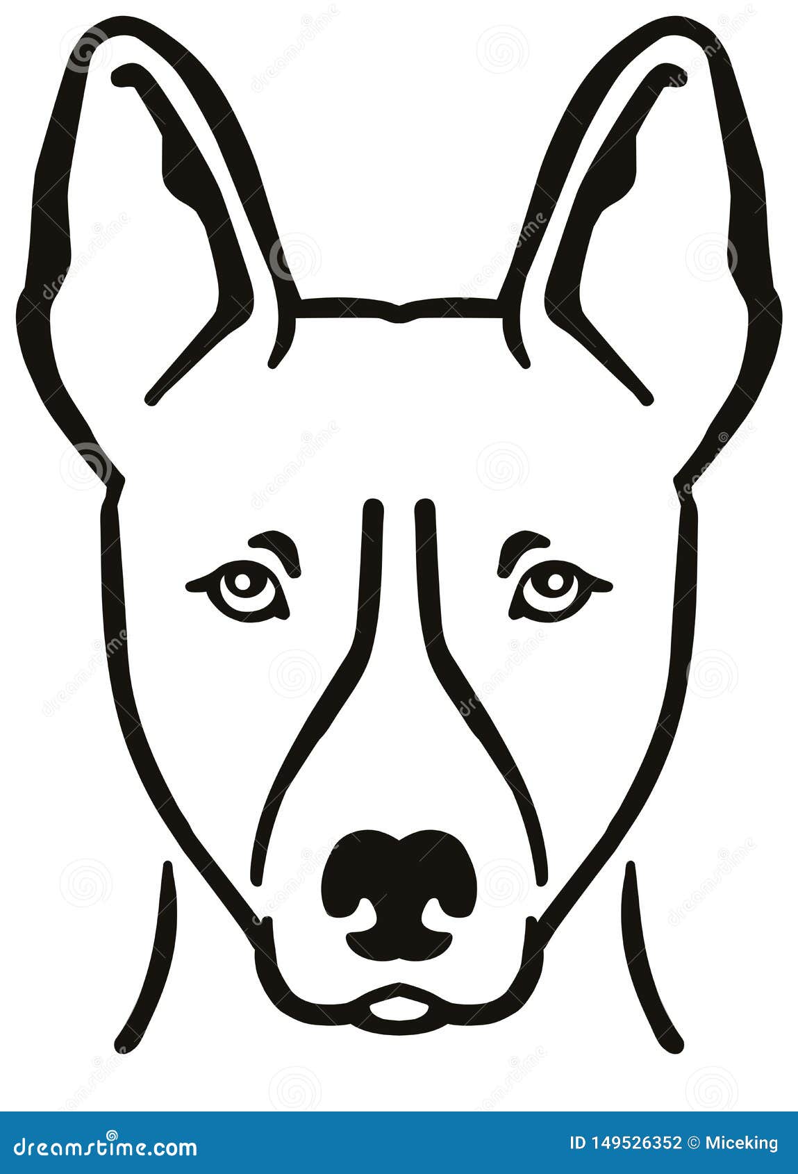 Basenji Head Black and White Stock Vector - Illustration of basenji ...