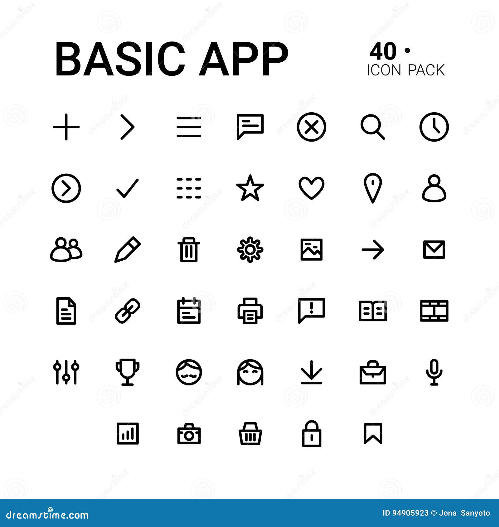 Basic app icon set stock vector. Illustration of design - 94905923