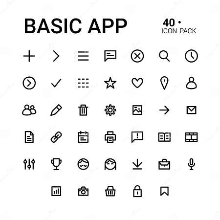 Basic app icon set stock vector. Illustration of design - 94905923