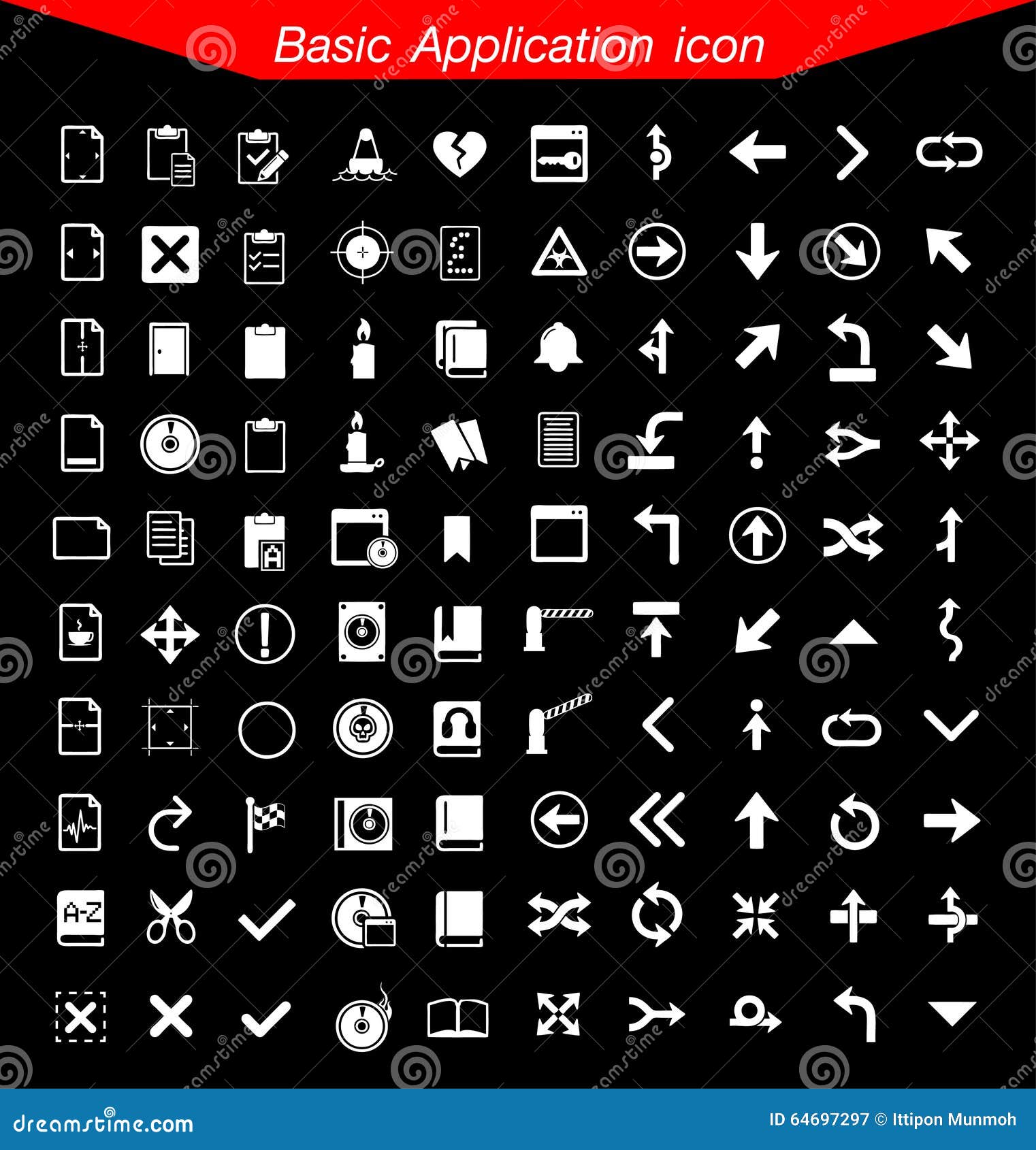 Basic application icon set stock illustration. Illustration of check ...