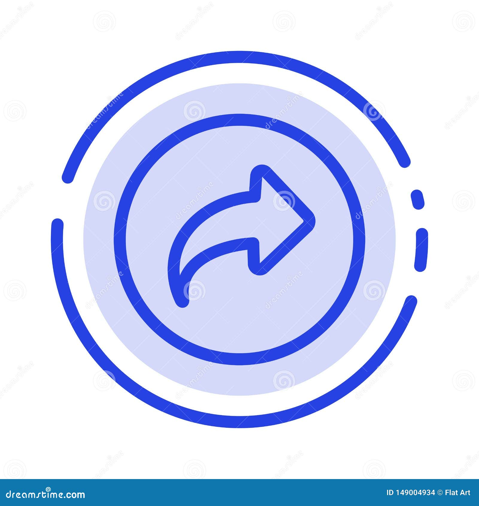 Basic, Arrow, Right, Ui Blue Dotted Line Line Icon Stock Vector ...