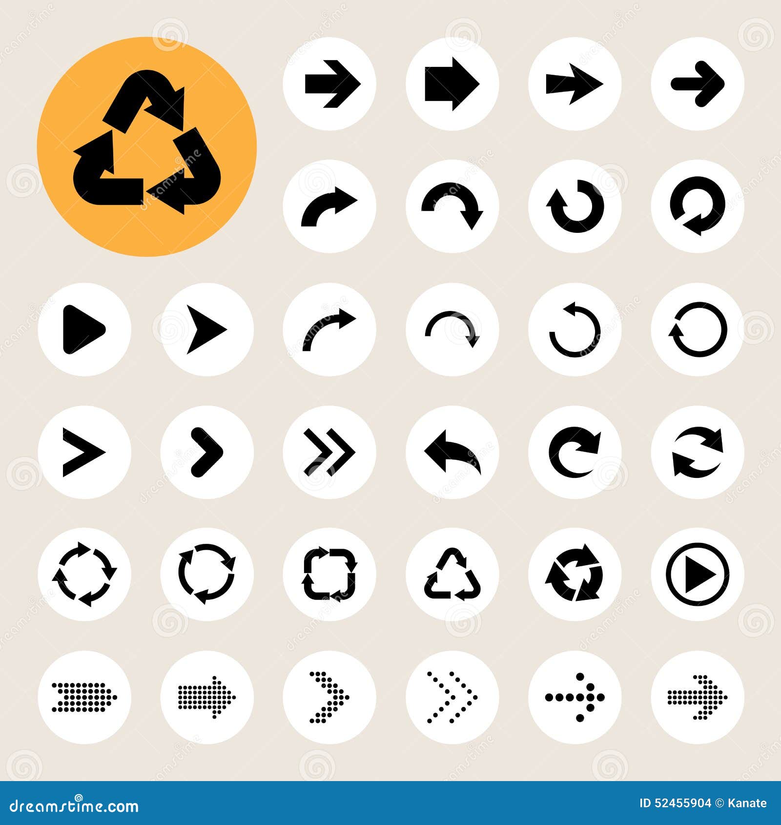 Basic arrow sign icons set stock vector. Illustration of back - 52455904