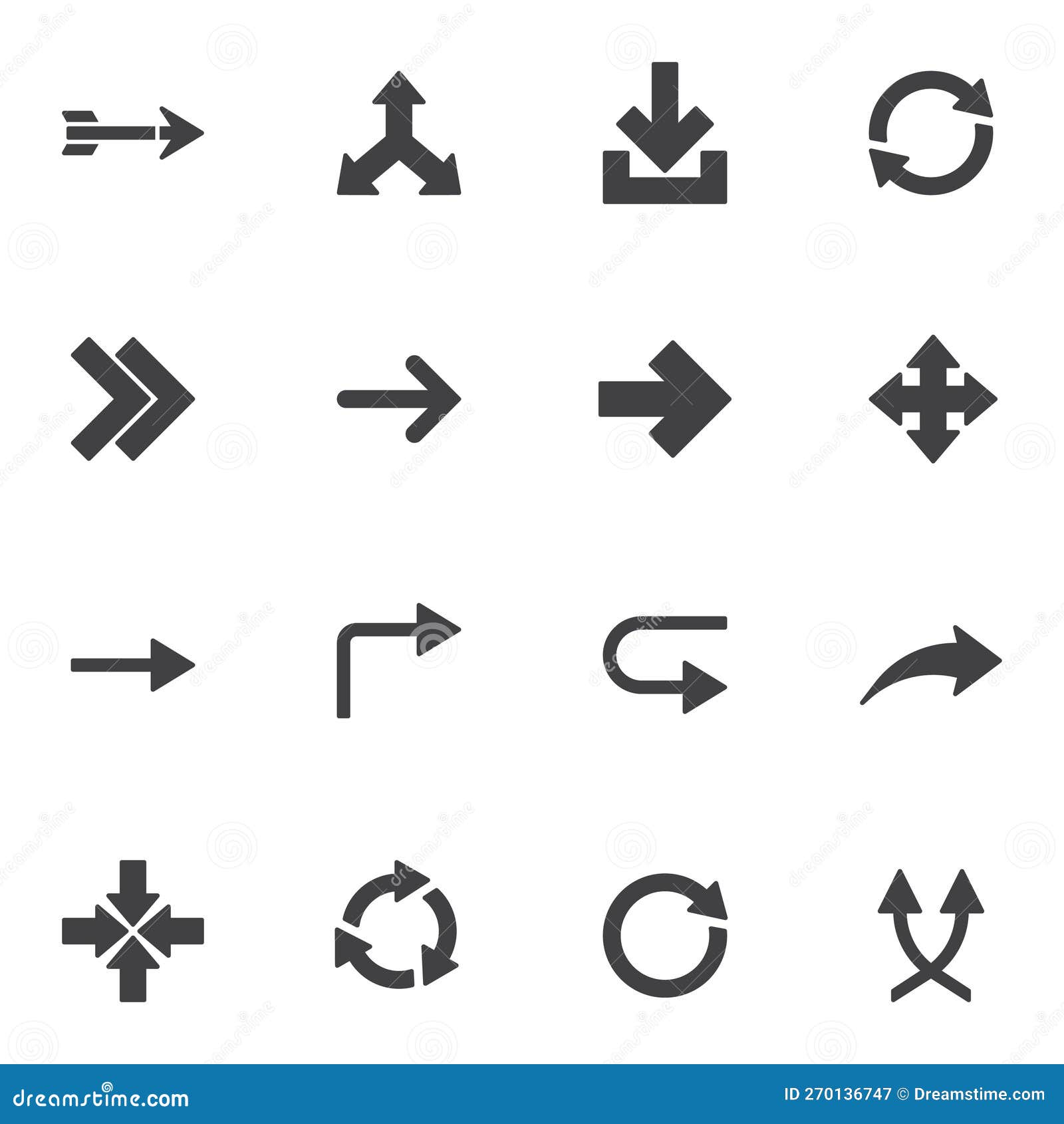 Basic Arrows Vector Icons Set Stock Vector - Illustration of move ...