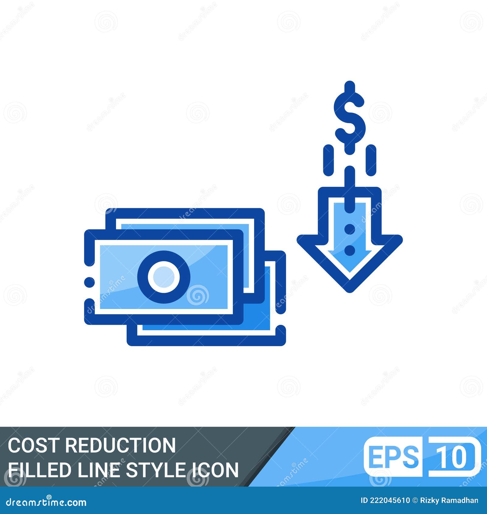 Cost Reduction Icon in Filled Line Style Stock Vector - Illustration of ...