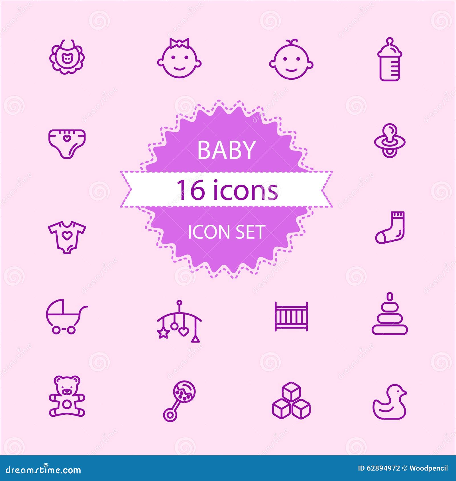 Basic - Baby Icon Set 16 Icons Stock Vector - Illustration of design ...