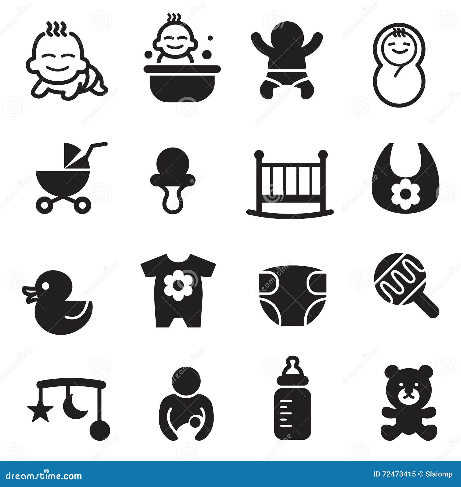 Basic Baby icons stock vector. Illustration of icon, crib - 72473415