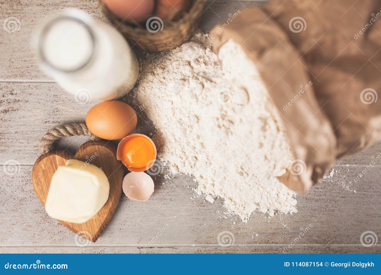 Basic baking ingredients stock photo. Image of homemade - 114087154