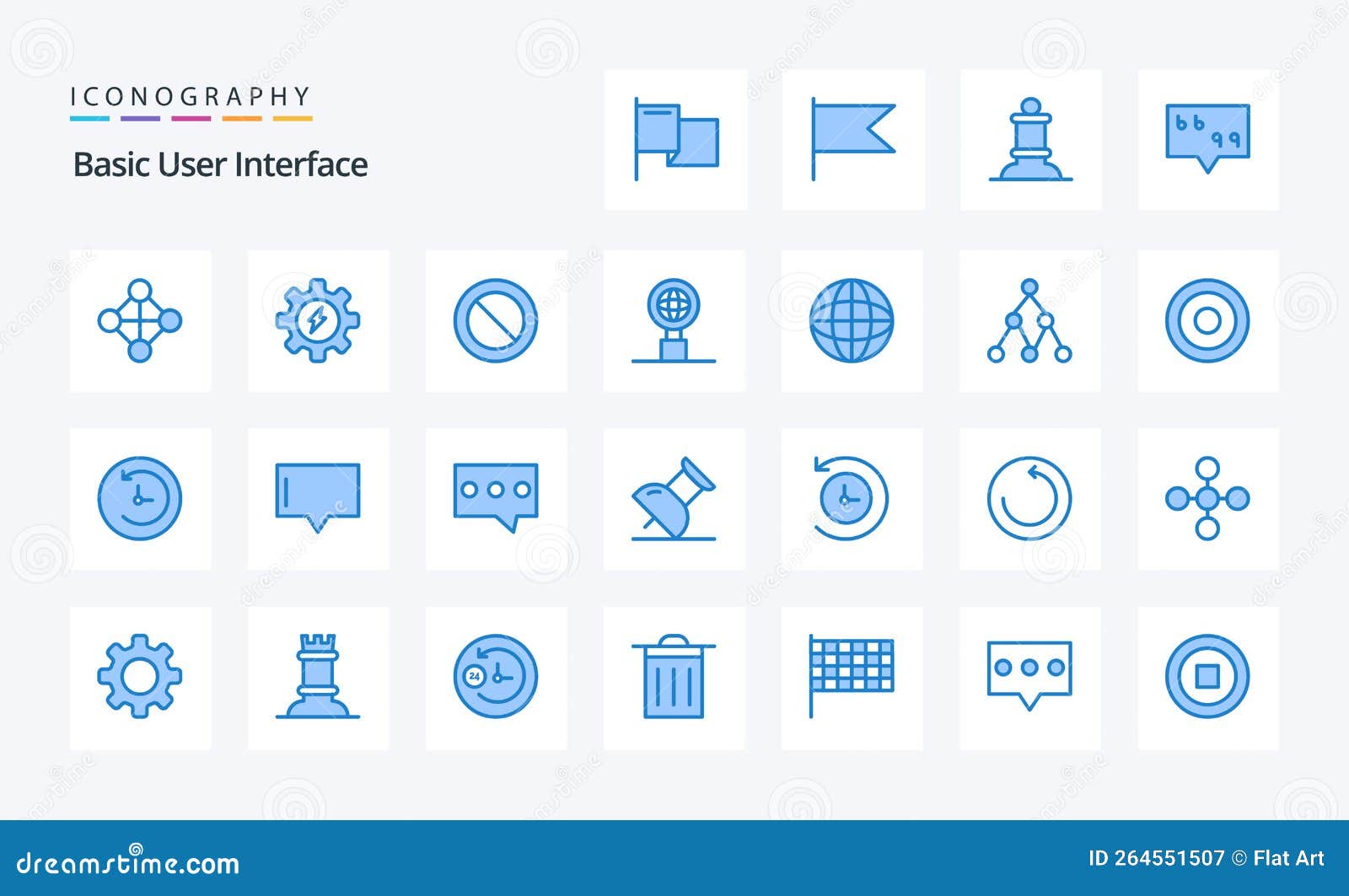 25 Basic Blue icon pack stock vector. Illustration of link - 264551507