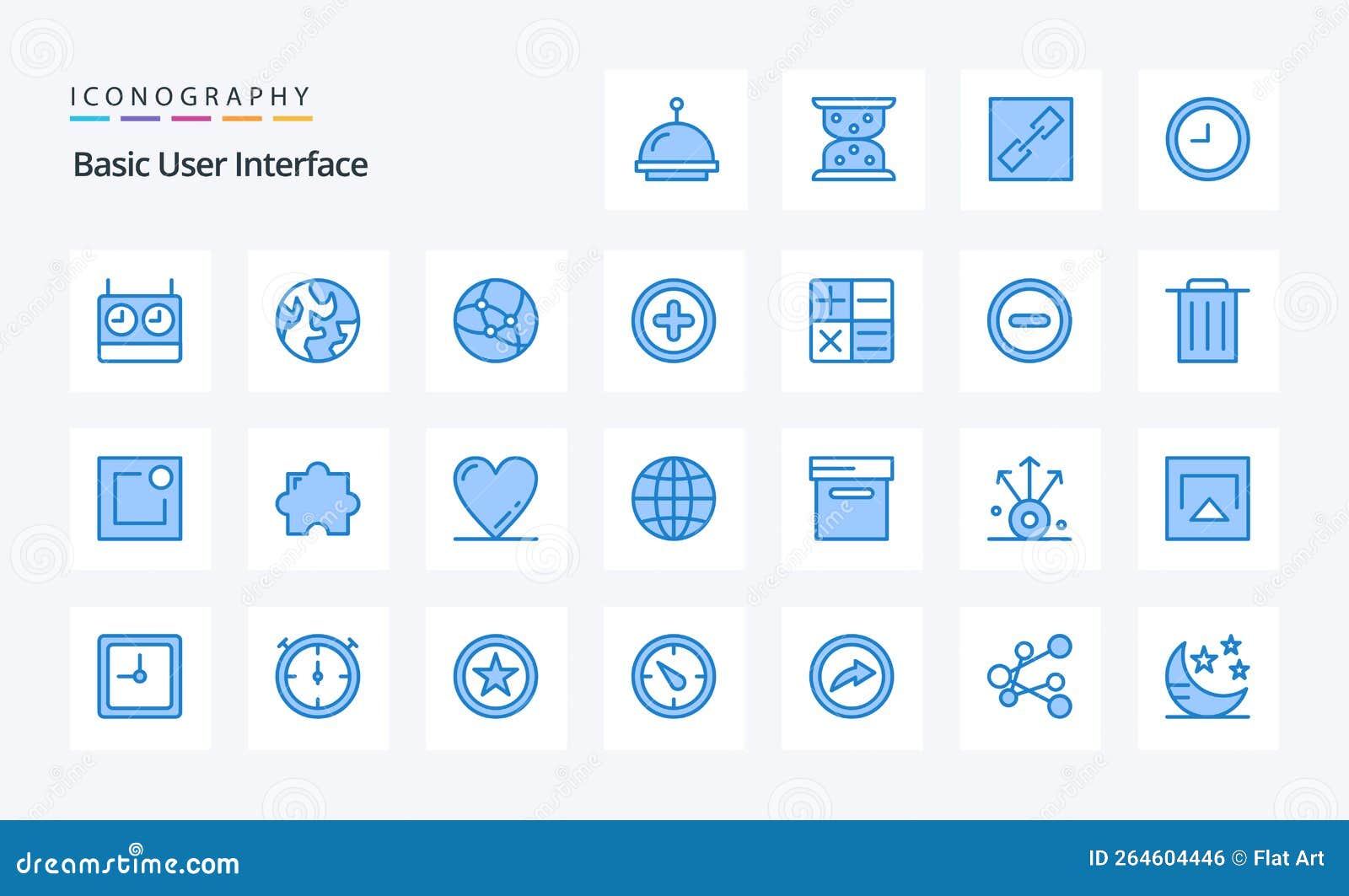 25 Basic Blue icon pack stock vector. Illustration of earth - 264604446