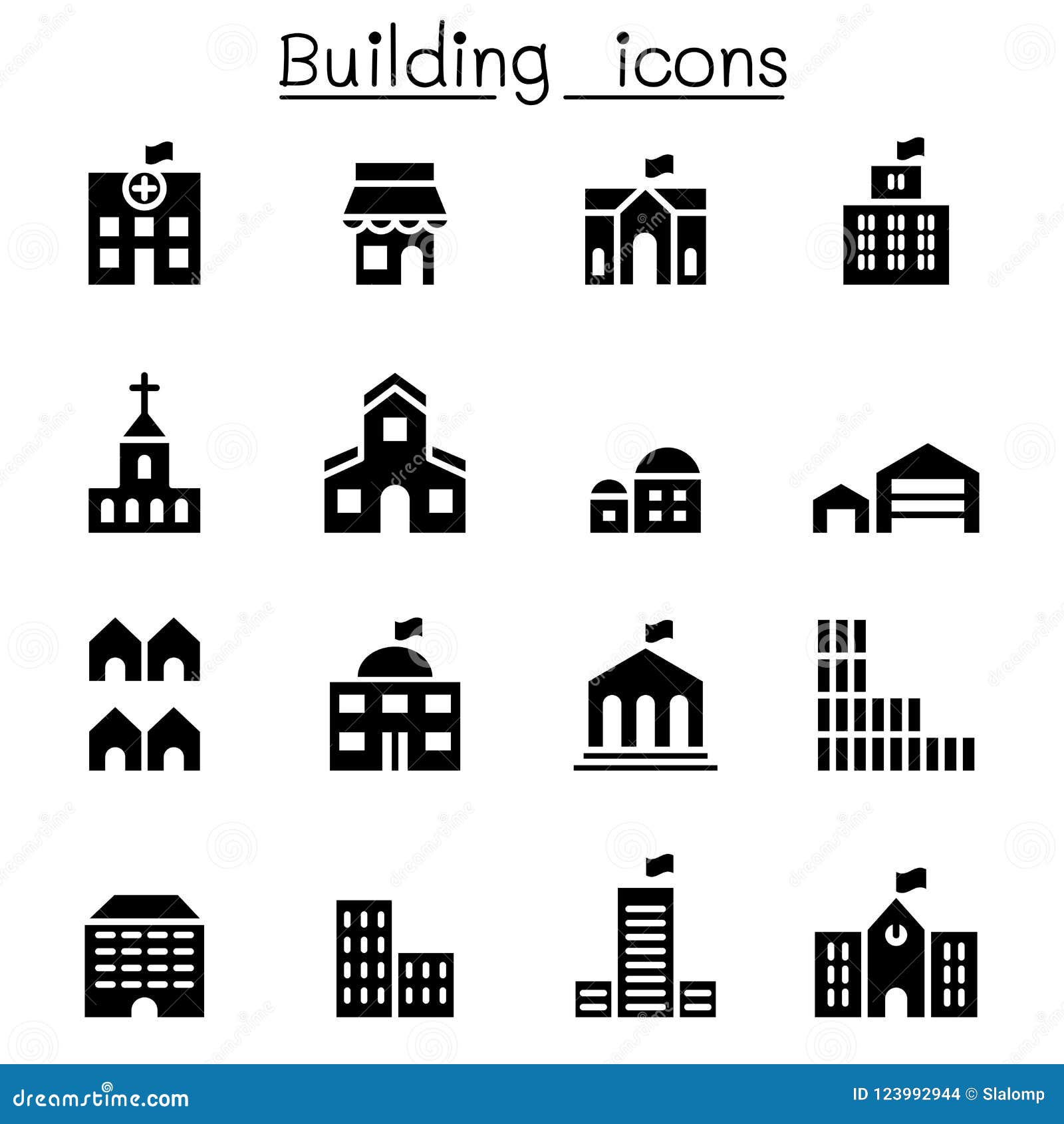 Basic building icon set stock vector. Illustration of farm - 123992944