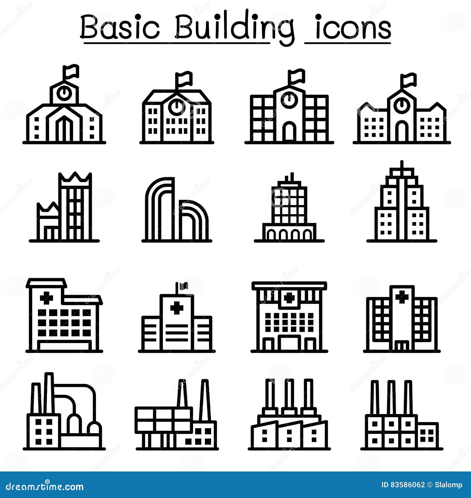Basic building icon stock vector. Illustration of district - 83586062