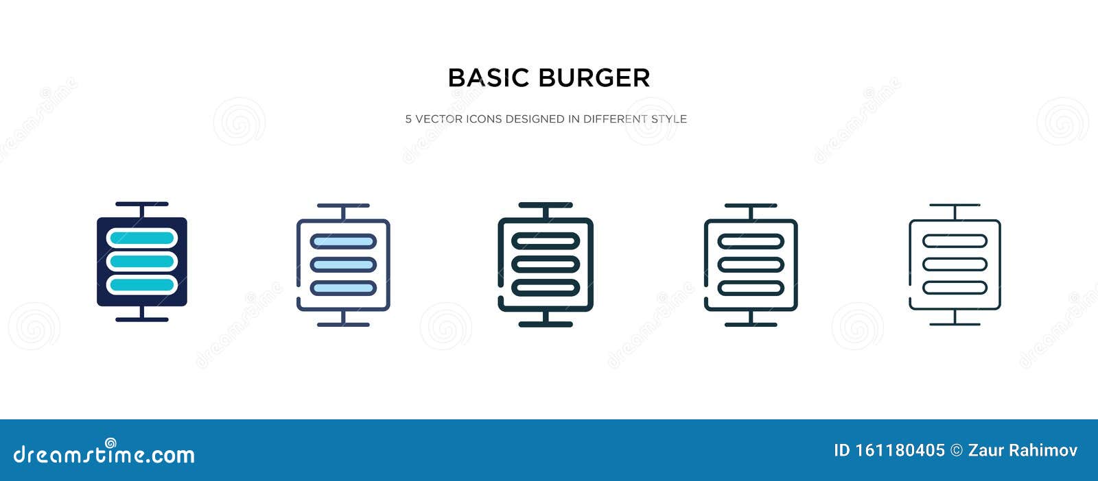 Basic Burger Icon in Different Style Vector Illustration. Two Colored ...