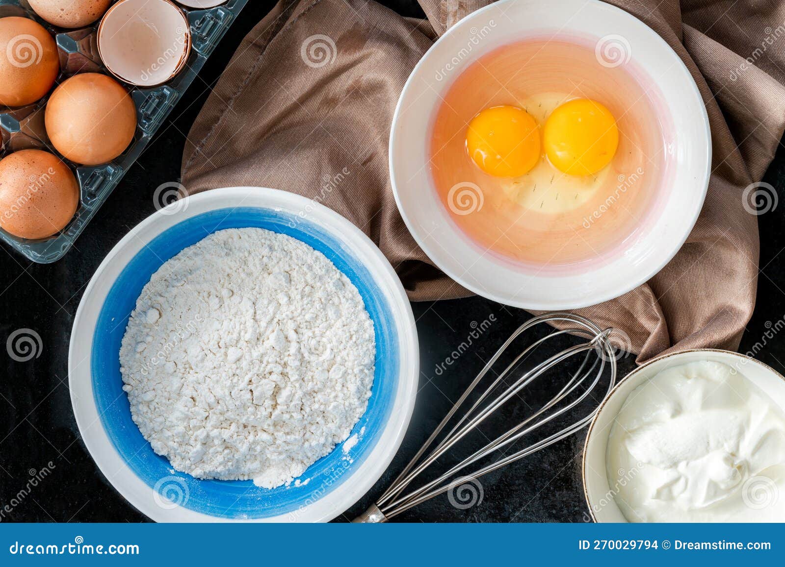 Basic cake ingredients stock photo. Image of elements - 270029794