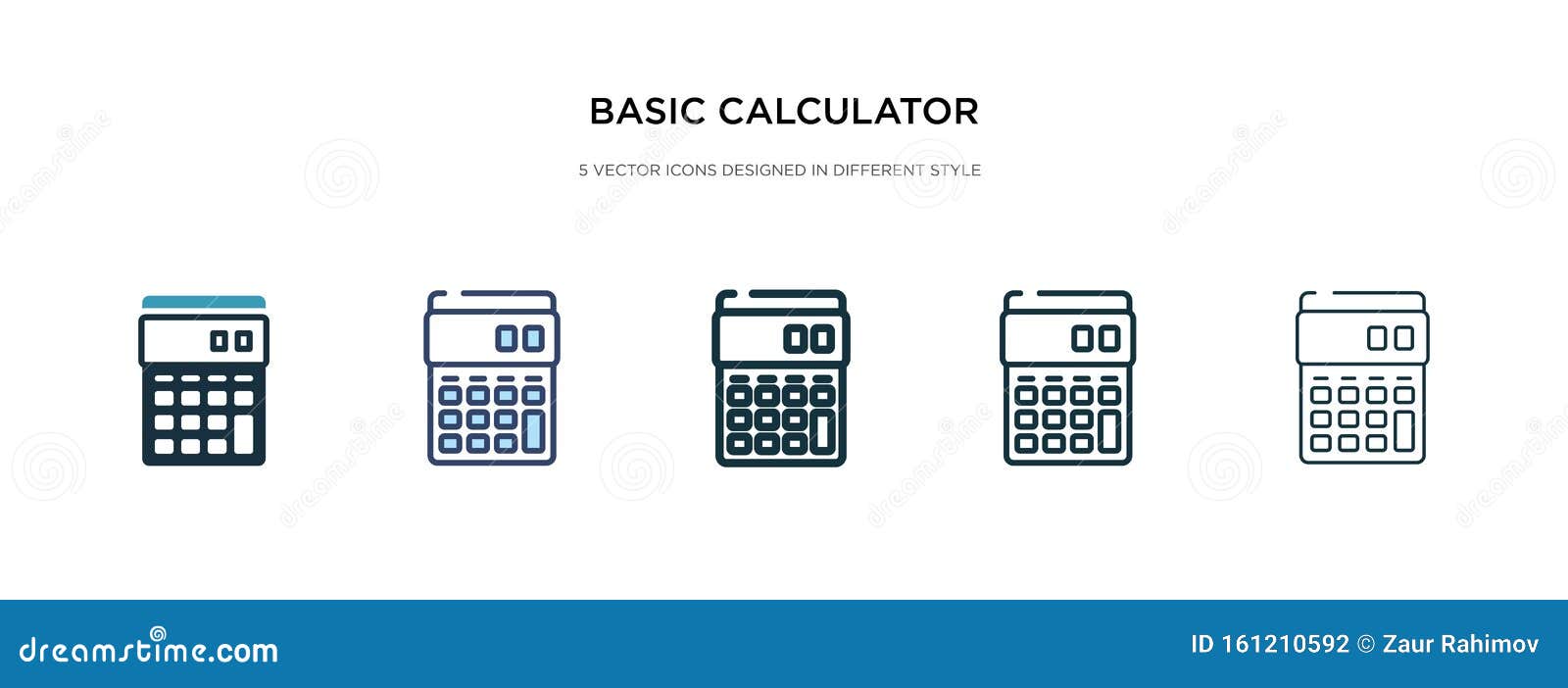 Basic Calculator Icon in Different Style Vector Illustration. Two ...