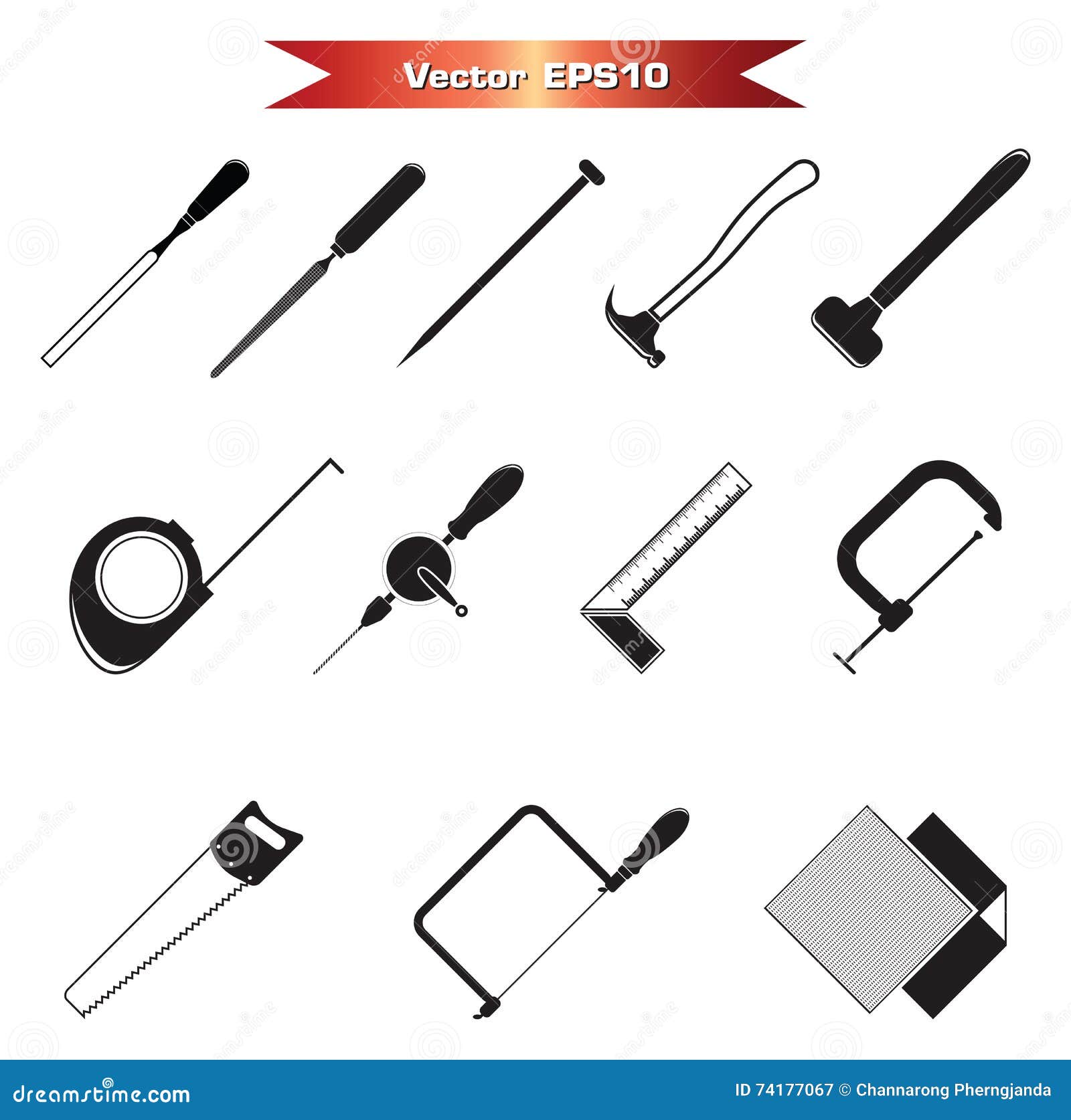 The Basic Carpenter Tools for Wood Working. Stock Vector - Illustration ...