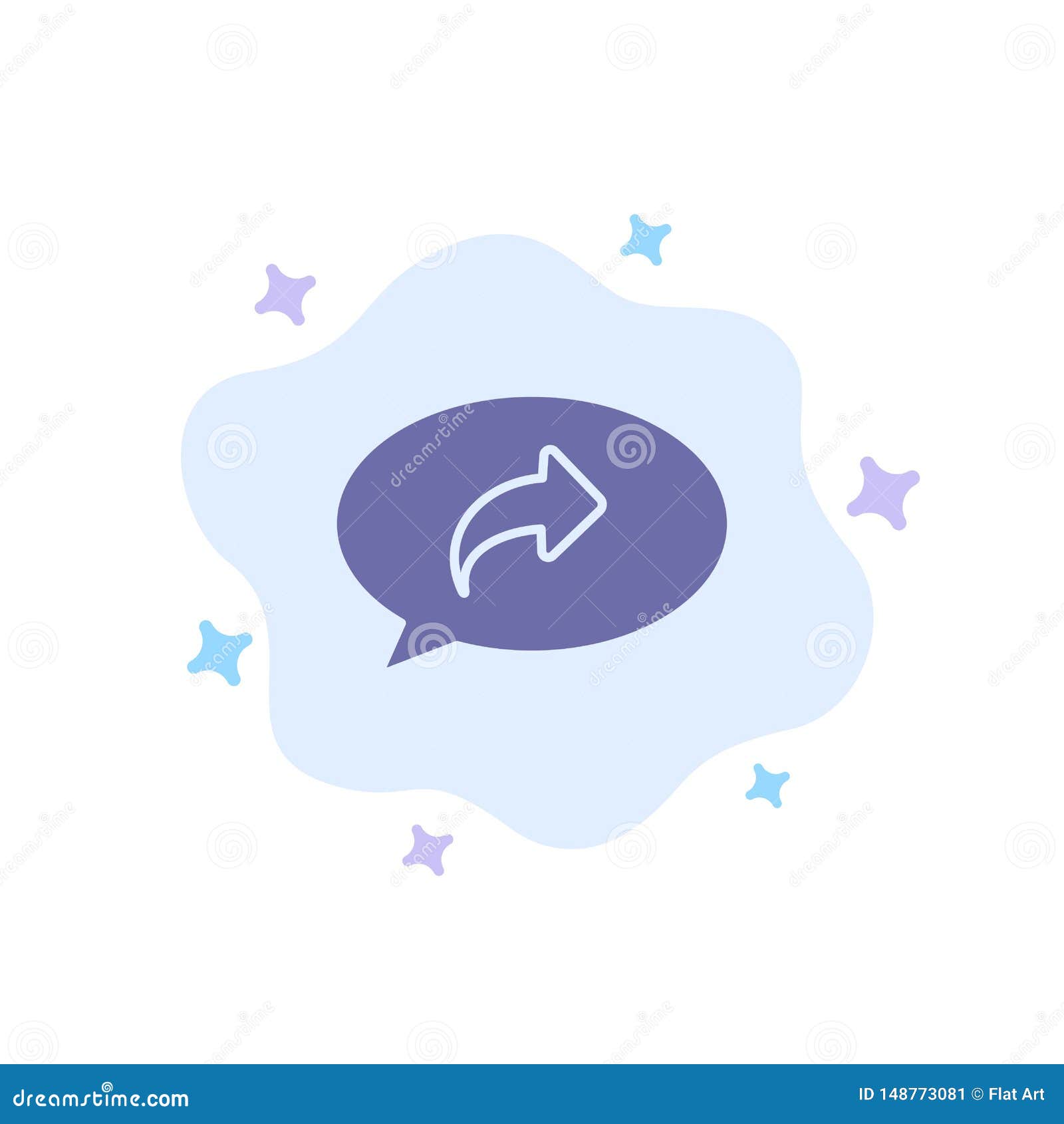 Basic, Chat, Arrow, Right Blue Icon on Abstract Cloud Background Stock ...