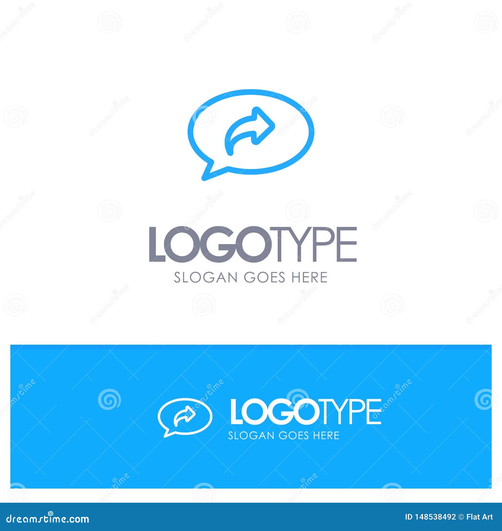 Basic, Chat, Arrow, Right Blue OutLine Logo with Place for Tagline ...