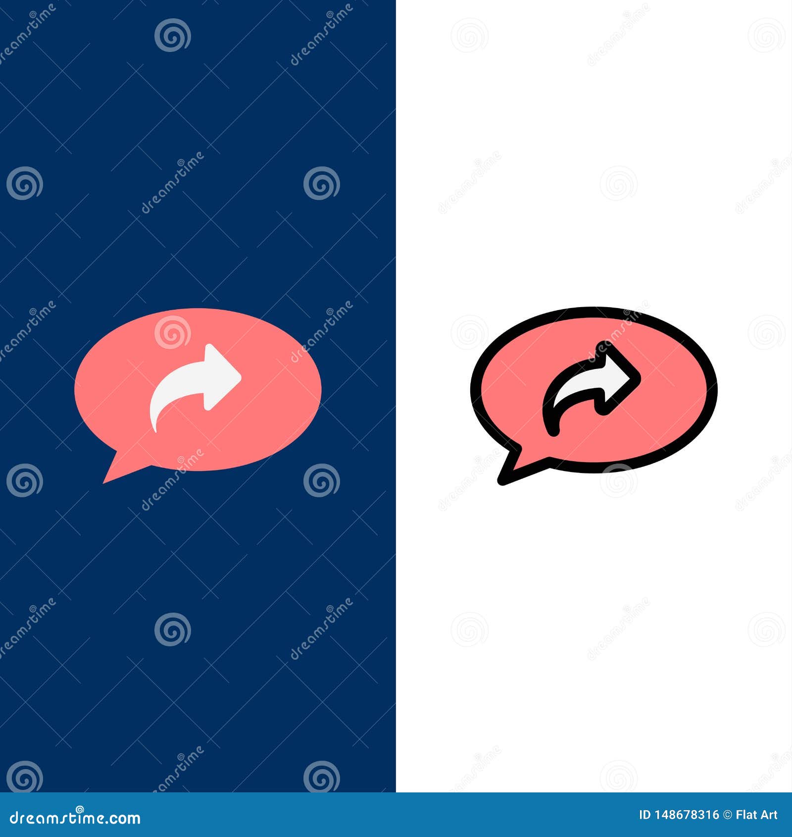 Basic, Chat, Arrow, Right Icons. Flat and Line Filled Icon Set Vector ...