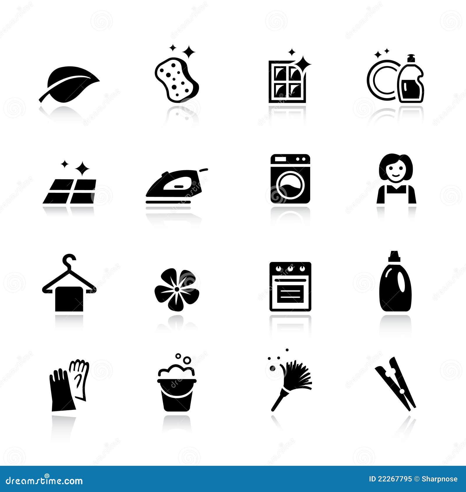 Set Of Cleaning Icons Vector Illustartion Isolated On White Ba ...