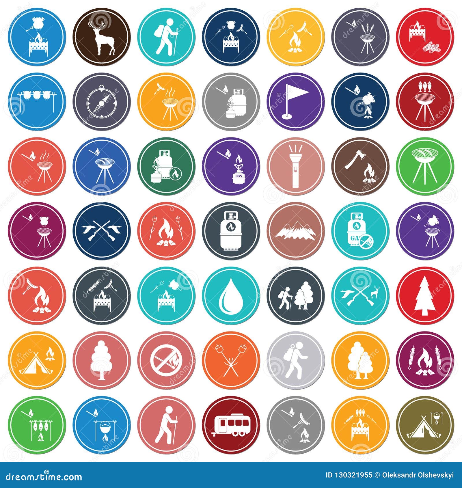 Set of Camping Equipment Icons Stock Vector - Illustration of outing ...