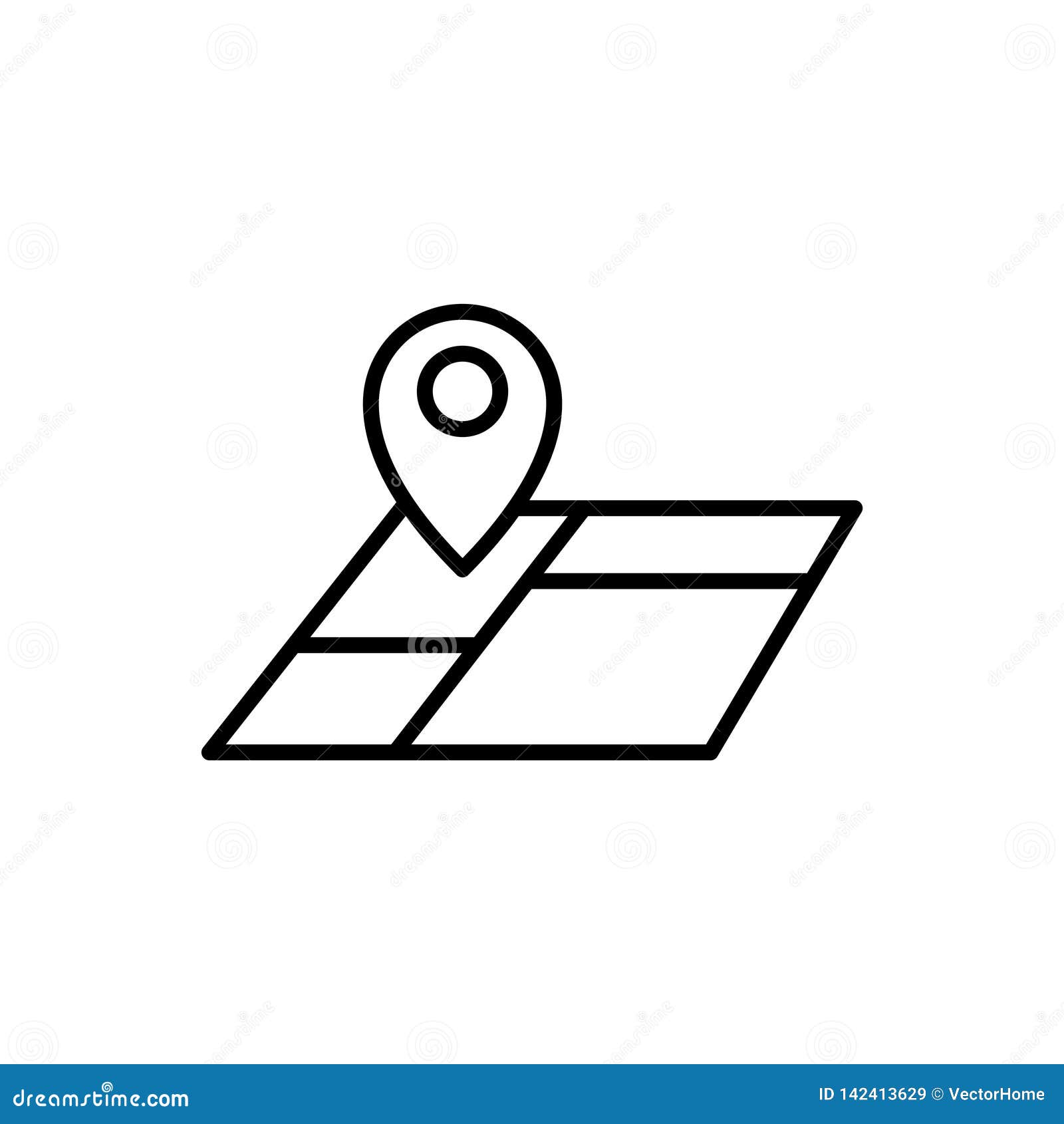 Land on Map Icon on a White Background. Stock Vector - Illustration of ...