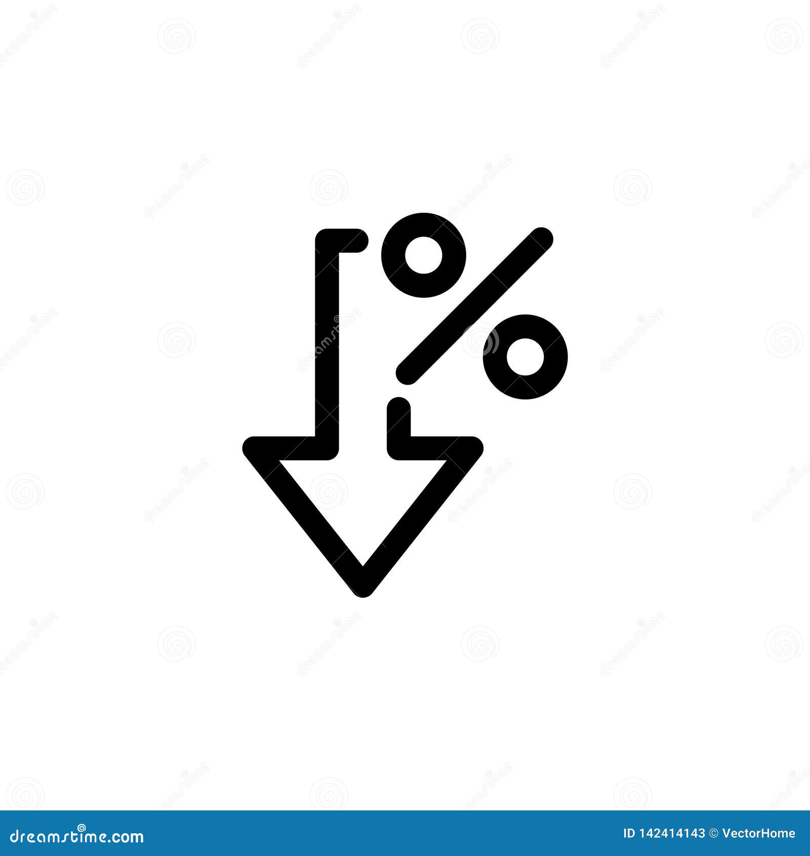 Percent Down Icon on a White Background. Stock Vector - Illustration of ...