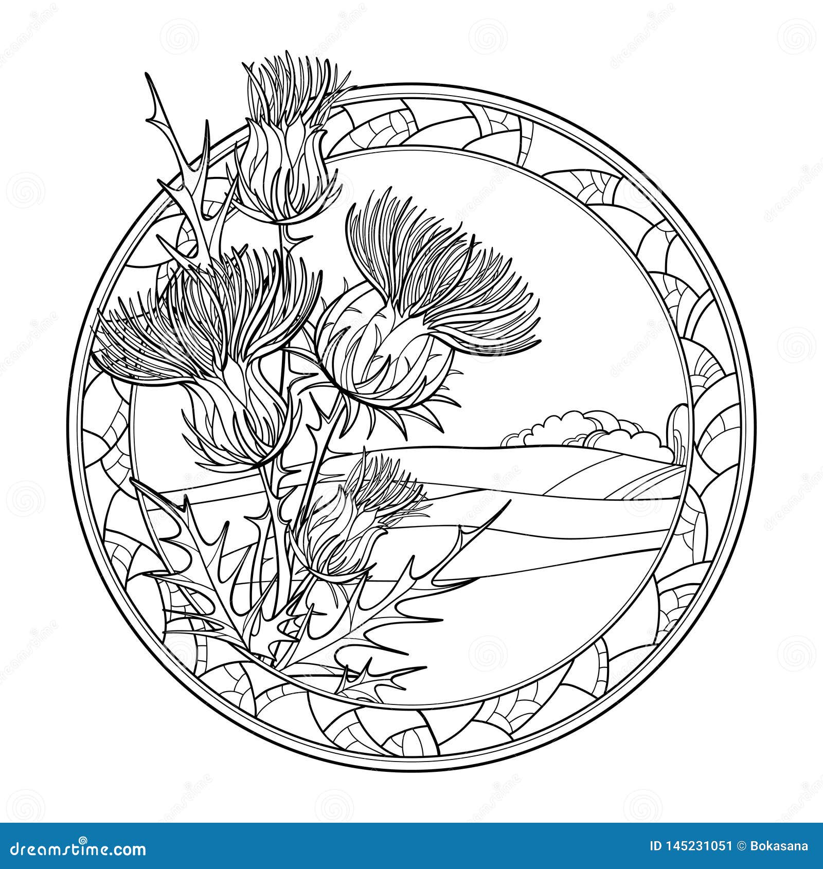 Coloring Book Vector Thistle Stock Illustrations – 20 Coloring Book ...