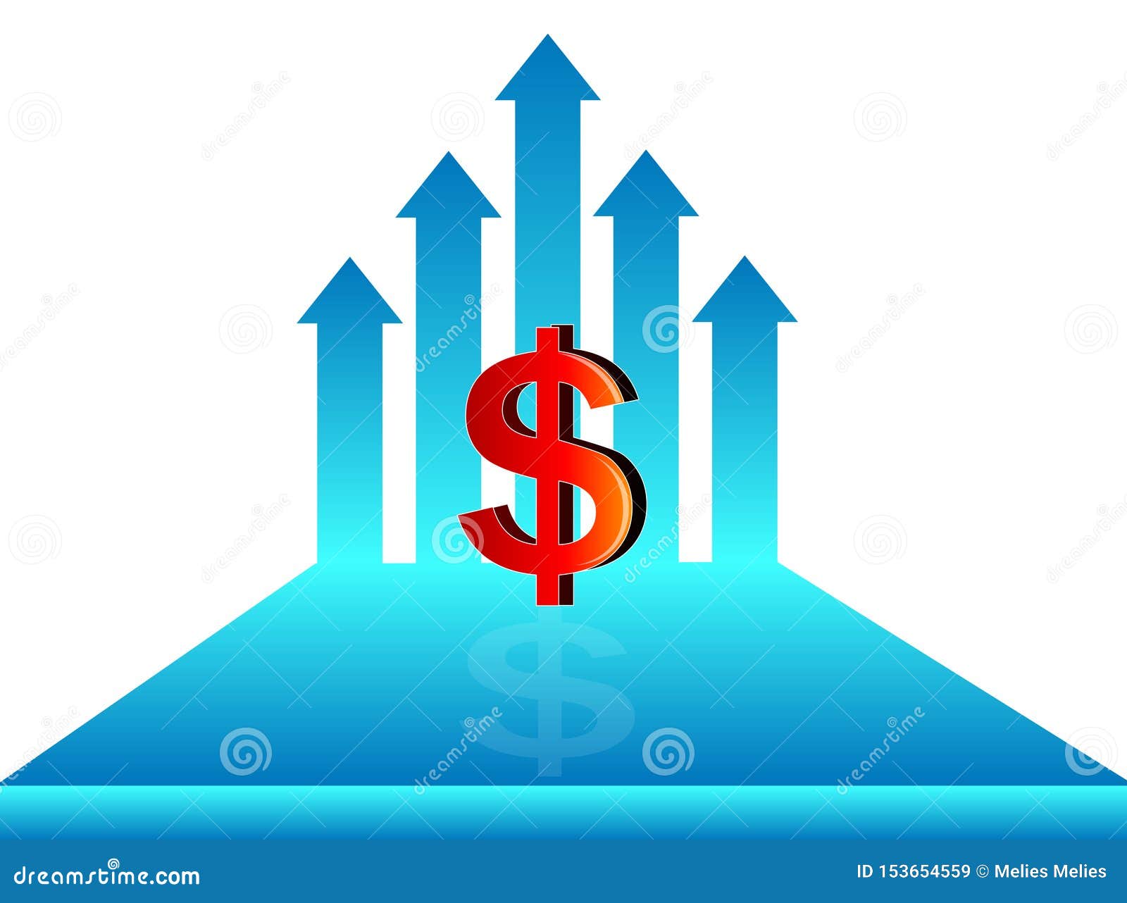 Dollar Growth Concept, Dollar Symbol with Growing Arrow, Illustration ...