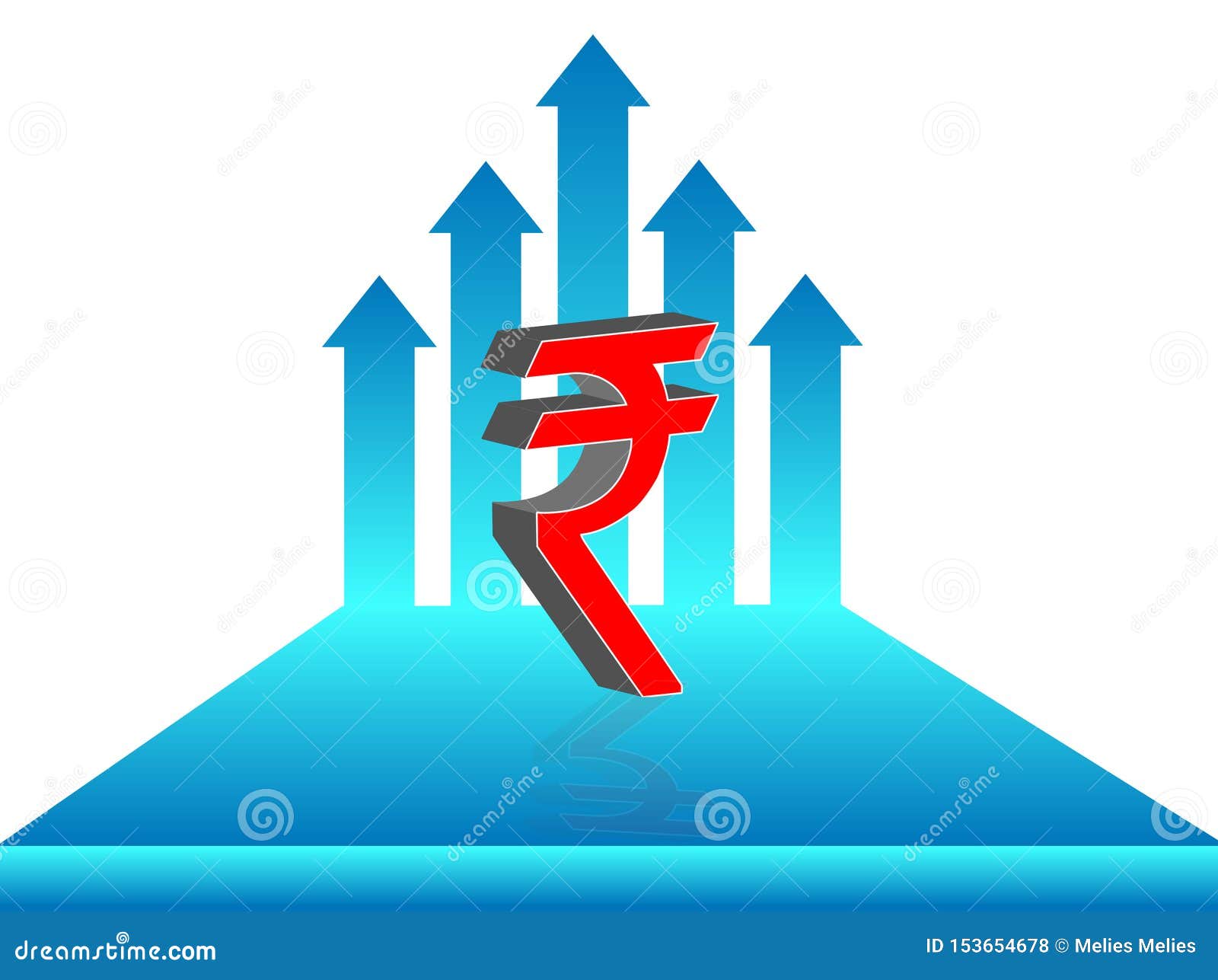Indian Rupee Symbol, with Growing Arrows, Illustration Stock ...