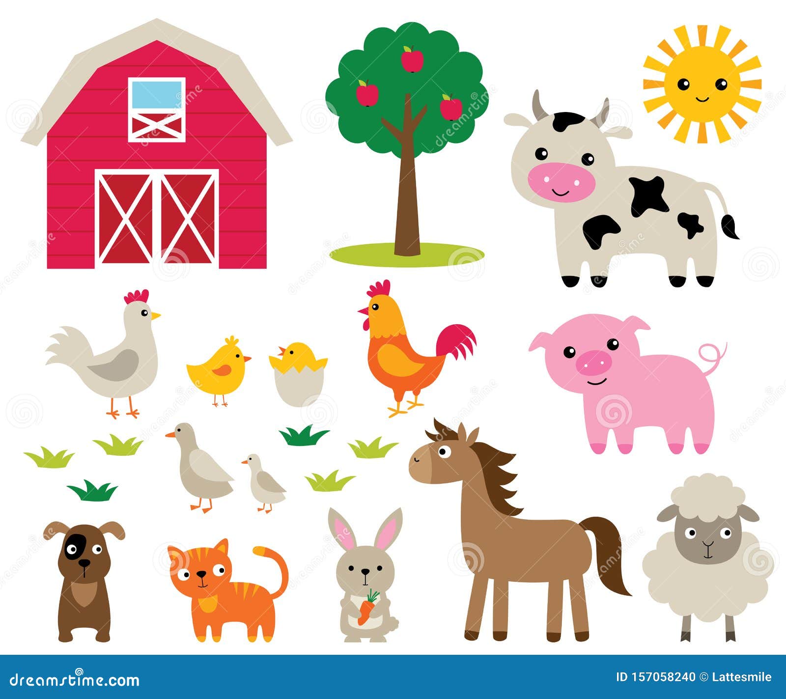 Farm animals vector set stock vector. Illustration of horse - 157058240