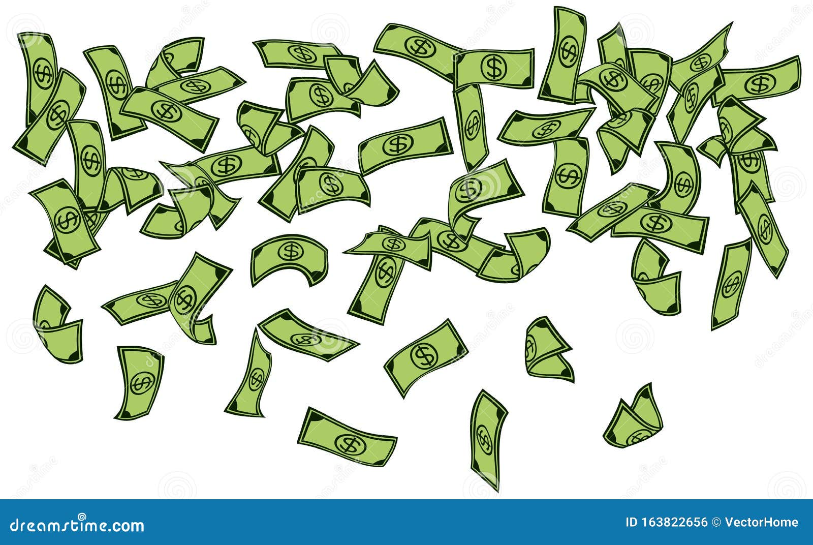 Raining Money Icon, Banknote Rain Background, Vector Stock Vector ...