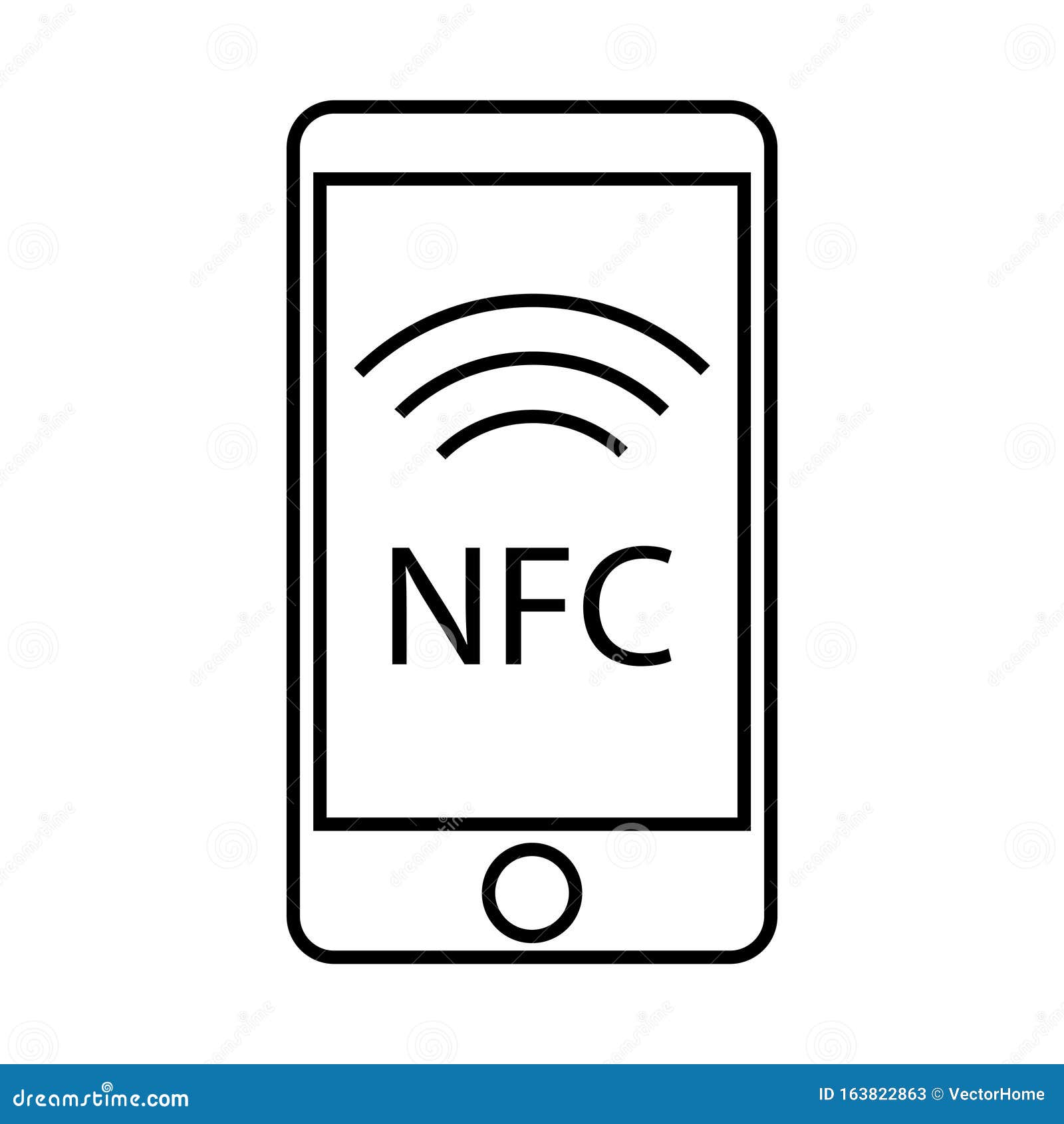 NFC mobile phone, NFC icon stock vector. Illustration of money - 163822863