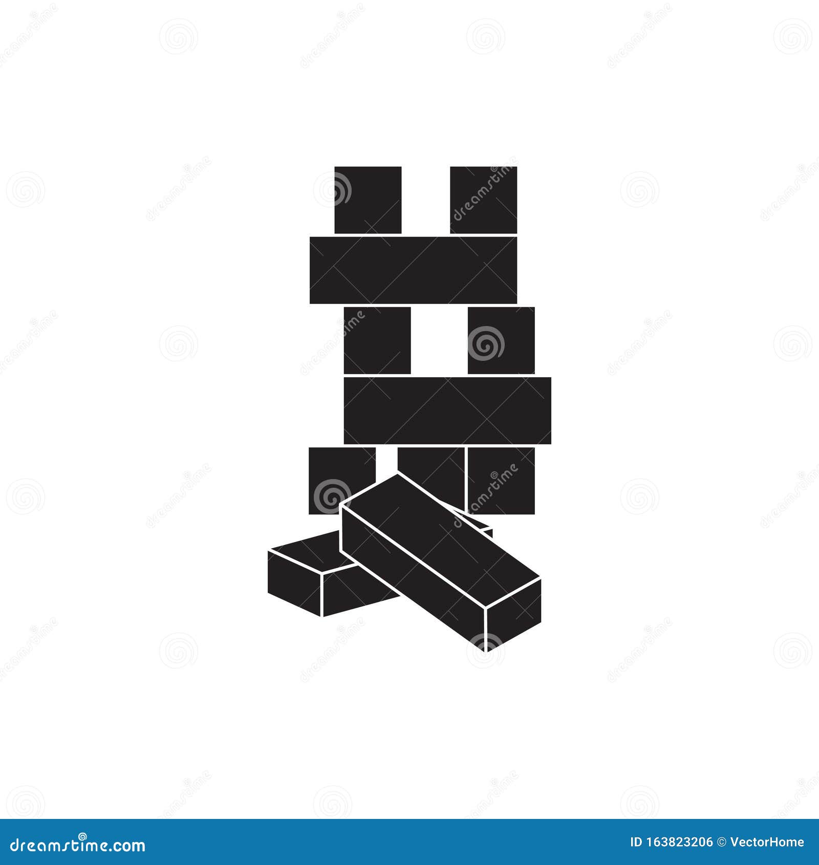 Wooden Block Icon, Wooden Toy Icon. Vector Line Illustration Stock ...