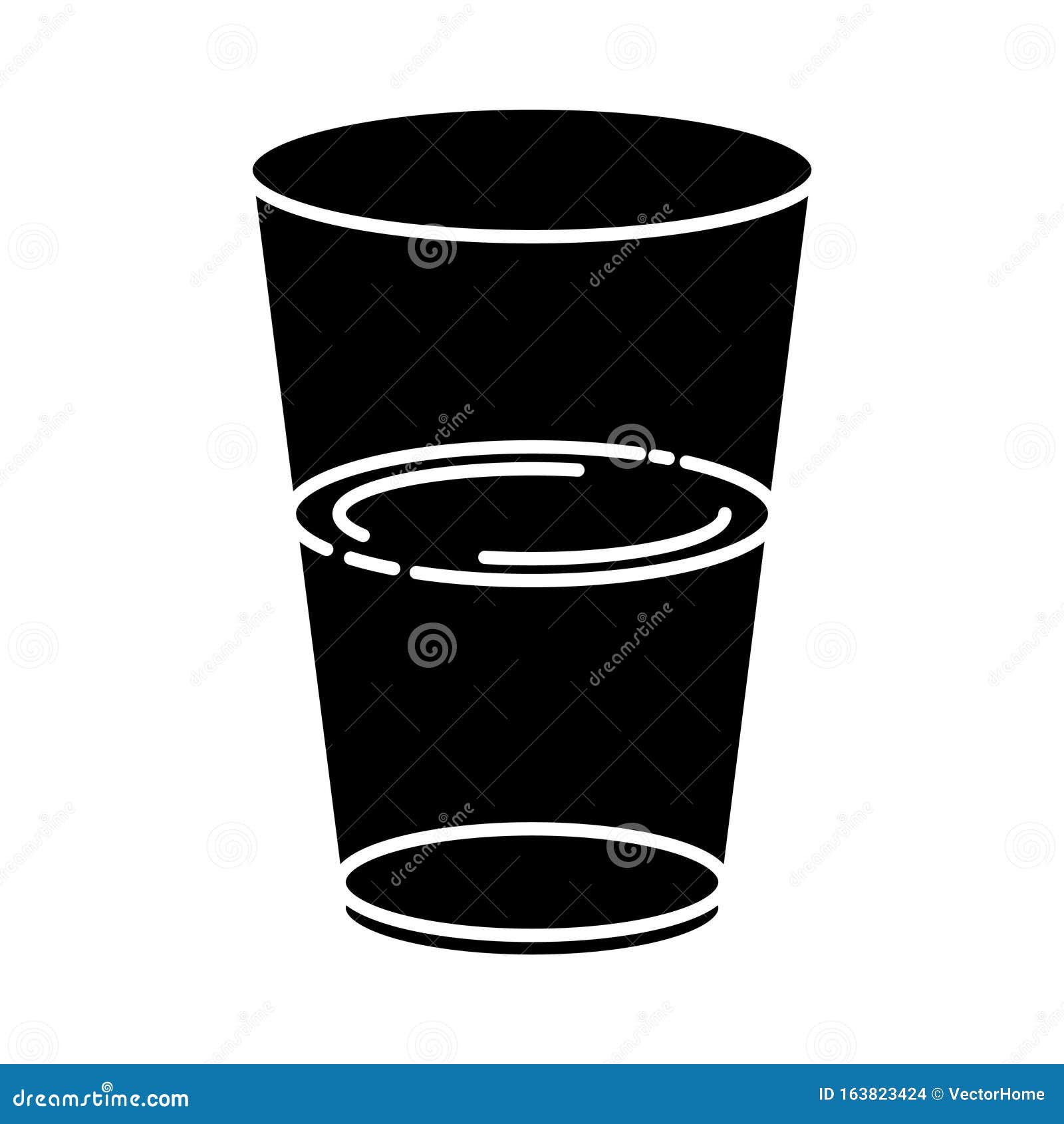 Half Full and Half Empty Glass Icon, Vector Line Illustration Stock ...