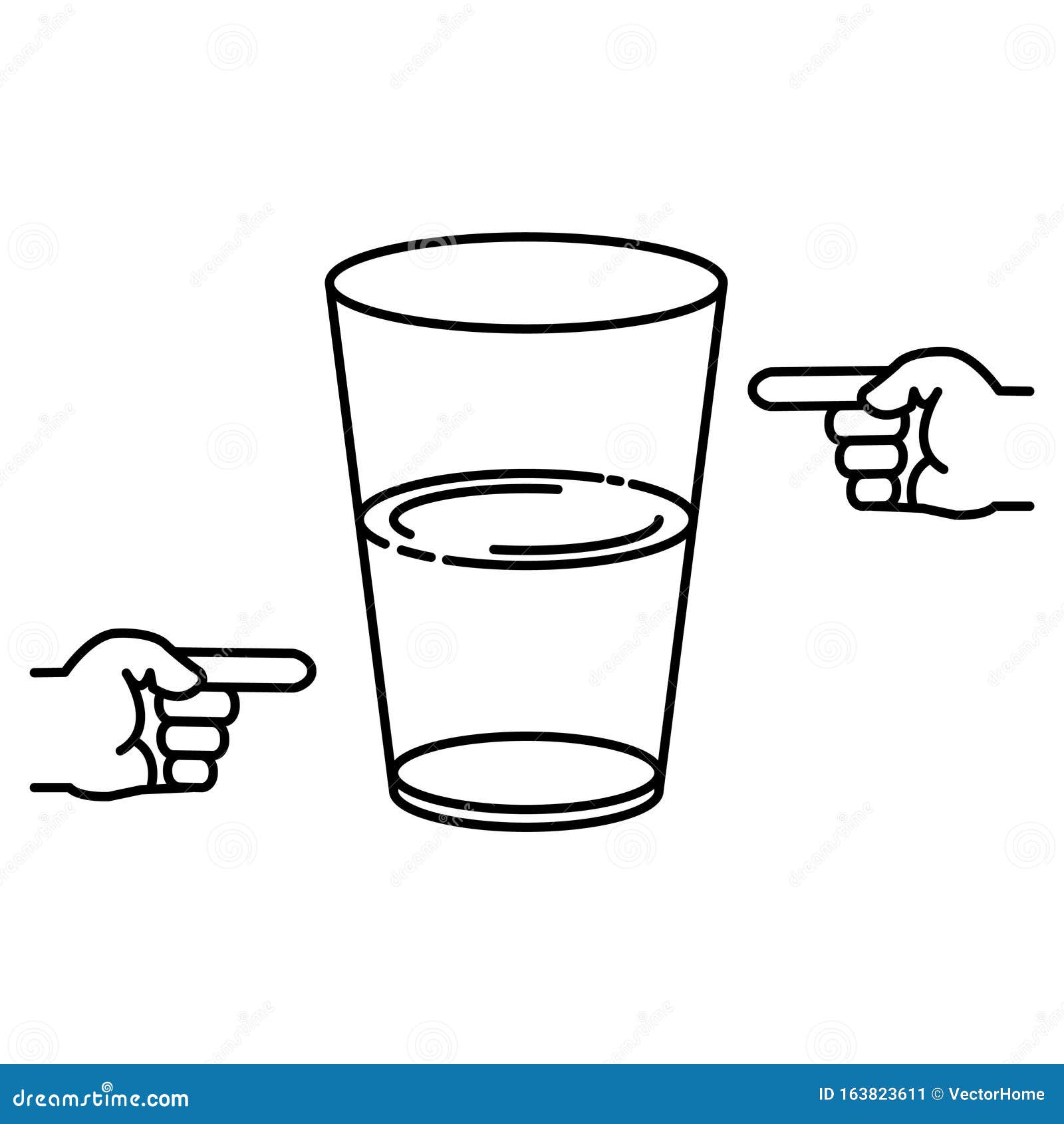 Half Full and Half Empty Glass Icon, Vector Line Illustration Stock ...