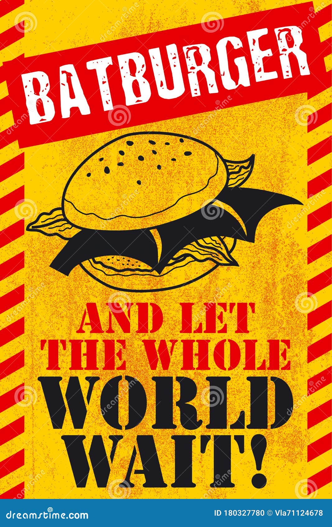 Fake Batburger Commercial Yellow Red Poster Stock Illustration ...
