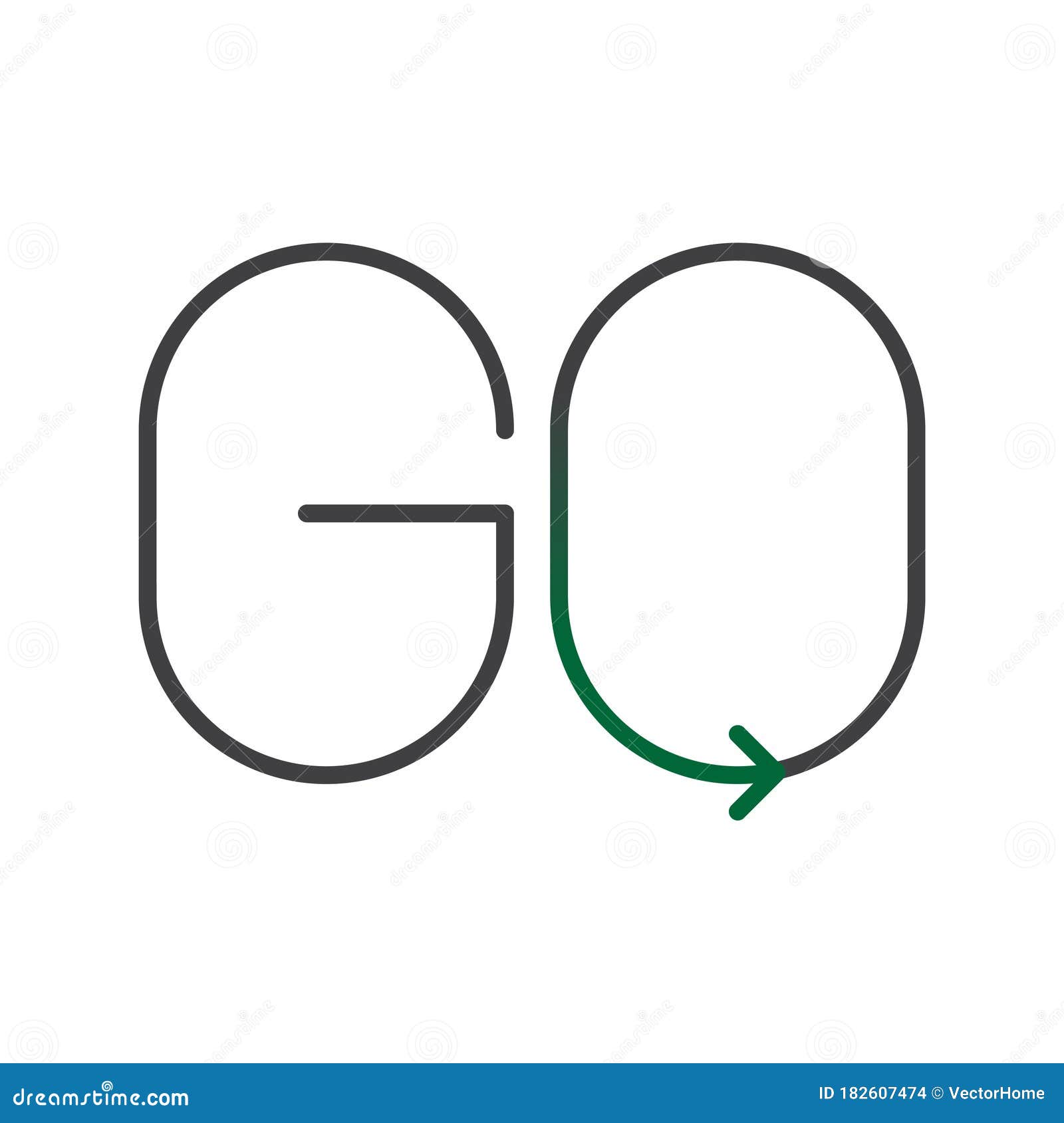 Go Logo. Vector Line Illustration Stock Vector - Illustration of ...