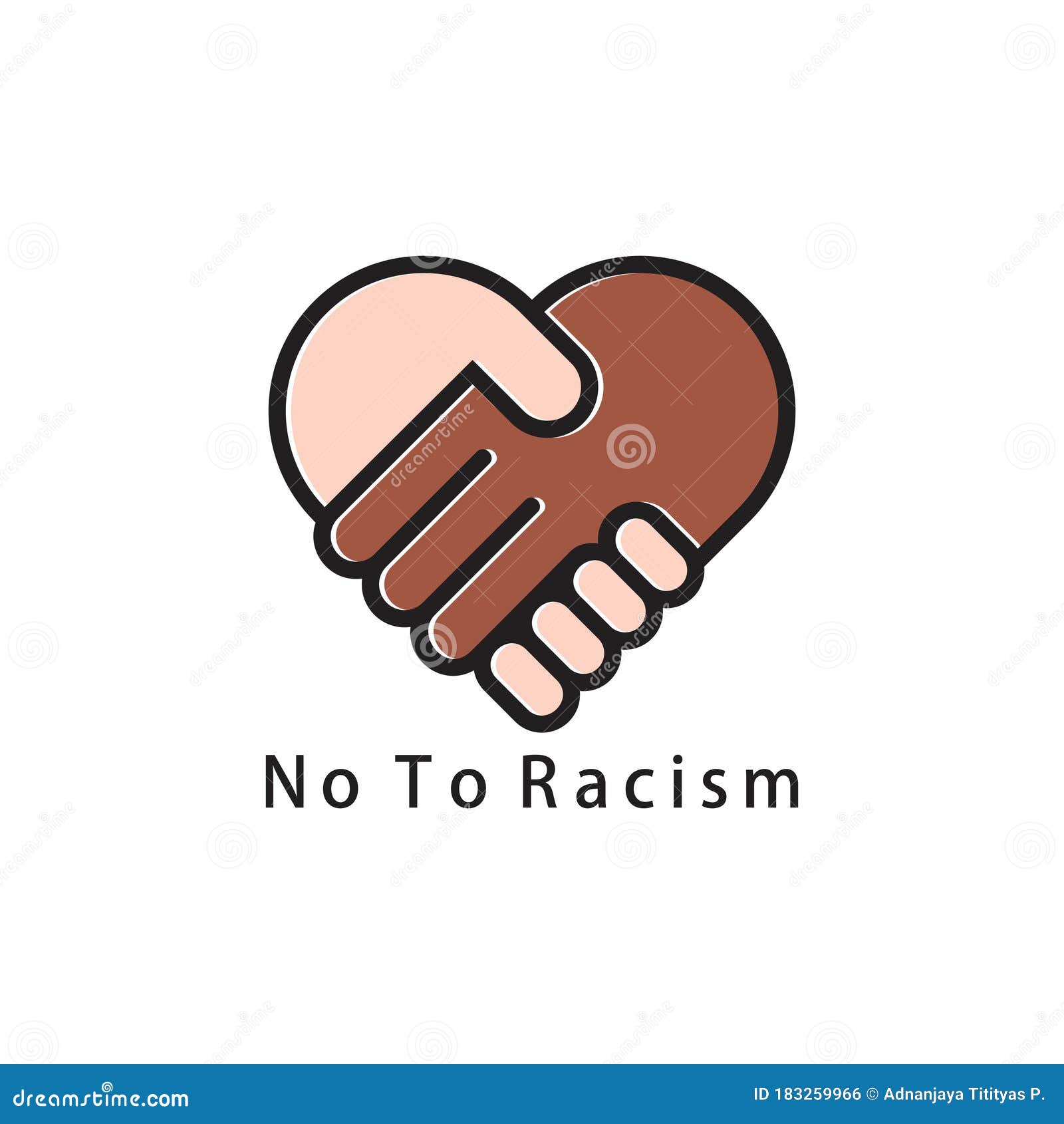 No Racism - Shake Hand In Heart Shape. Two Hands Dark And Fair Skin In ...