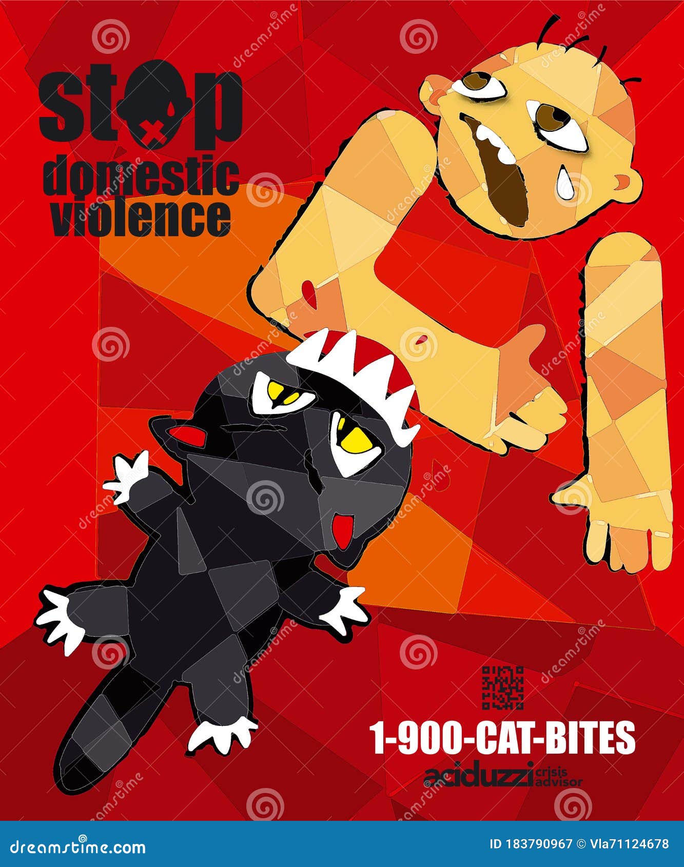 Fake Cat Domestic Violence Movement Poster Stock Illustration ...