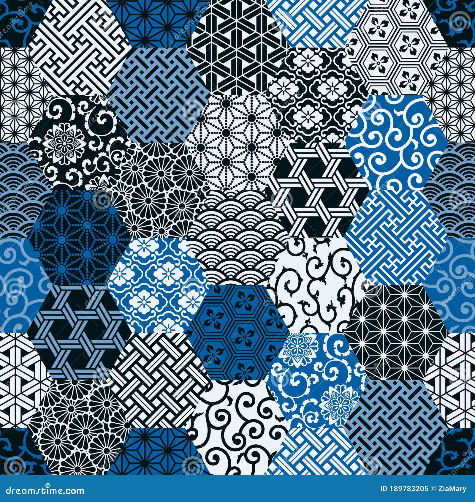 Japanese Traditional Style Fabric Patchwork Stock Vector - Illustration ...