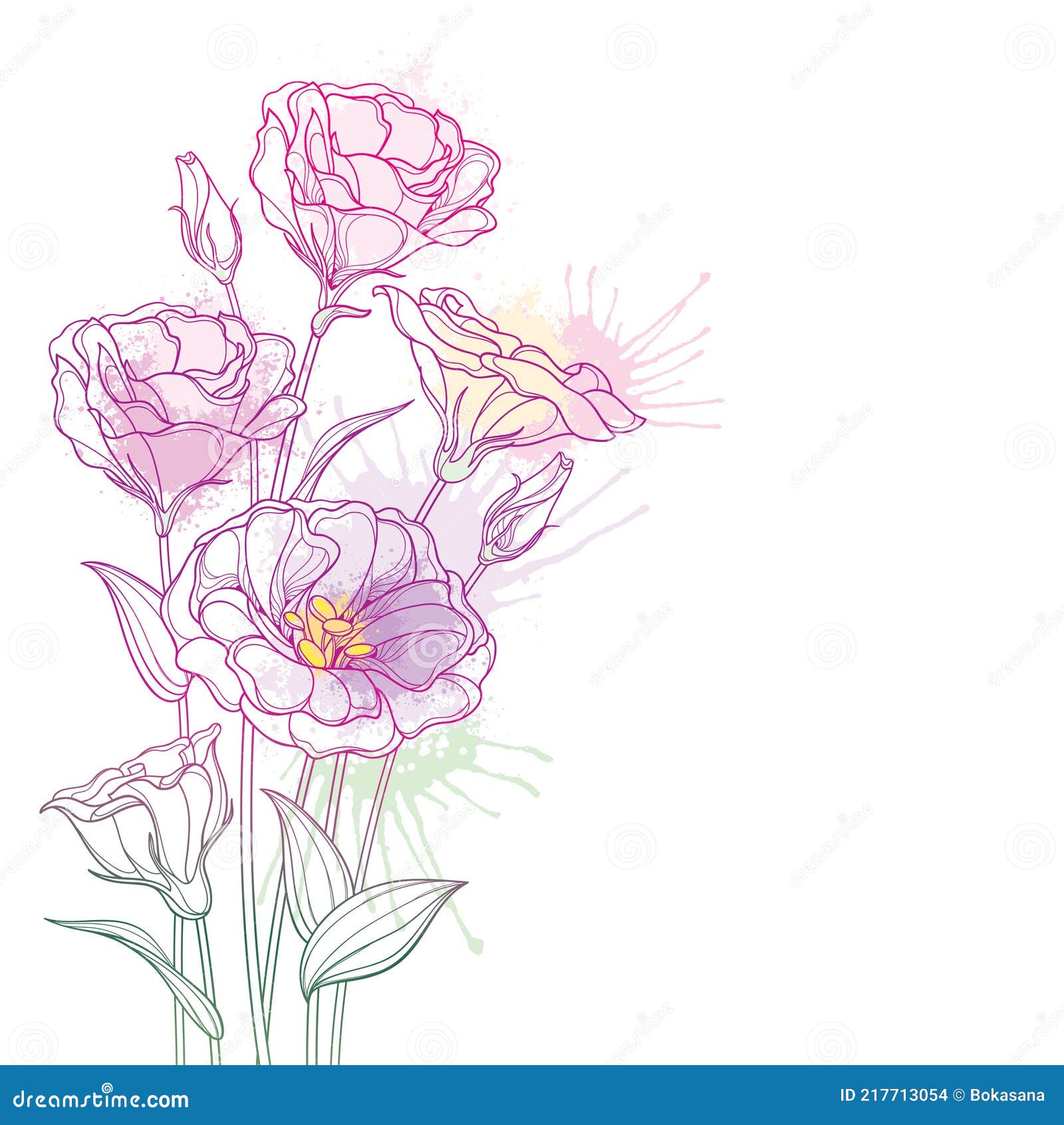 Lisianthus Flower Drawing And Sketch. Vector Illustration ...