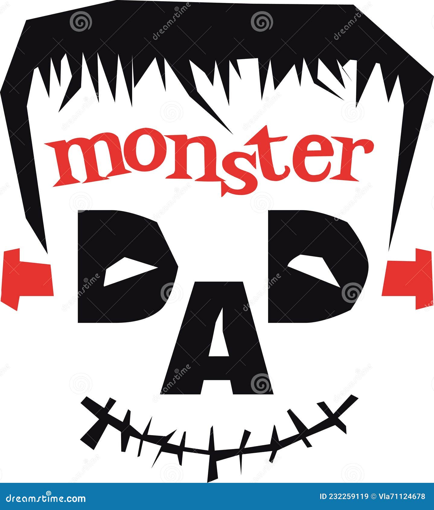 Monster Dad Halloween T-shirt Design Stock Vector - Illustration of ...