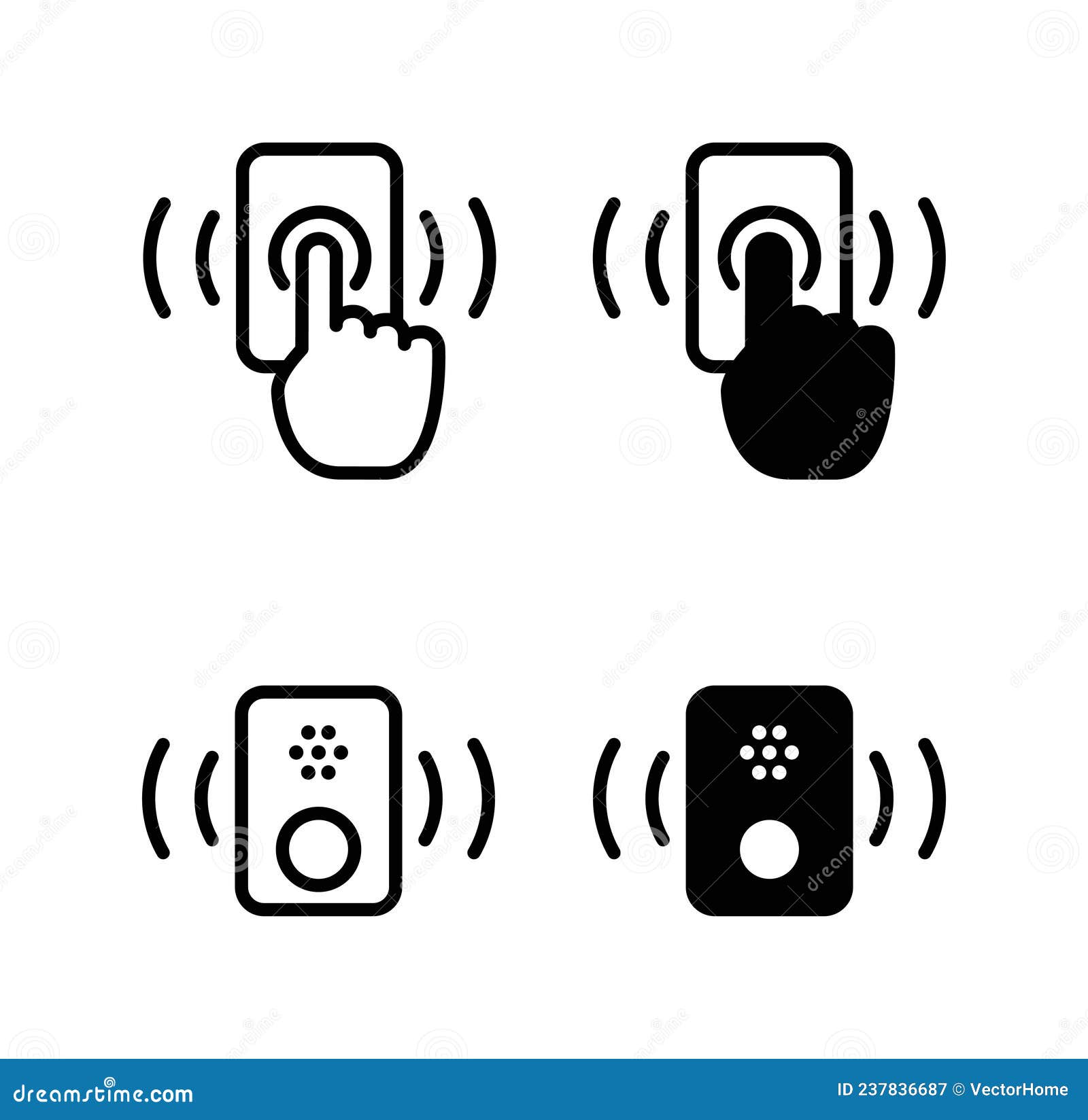 Doorbell Icon with Hand, Vector , Line Color Vector Illustration Stock ...