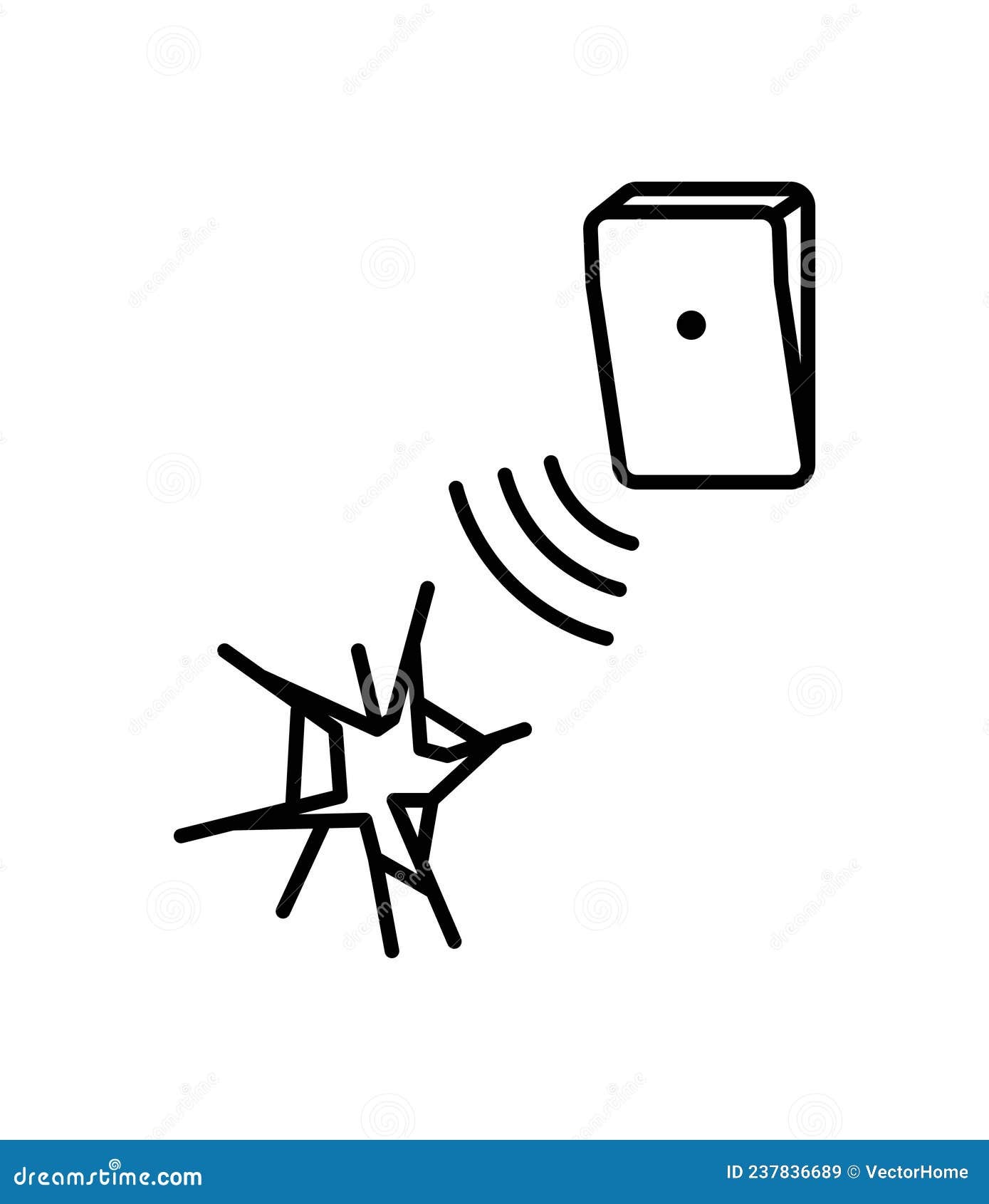 Glass Break Detector Icon , Line Color Vector Illustration Stock Vector ...