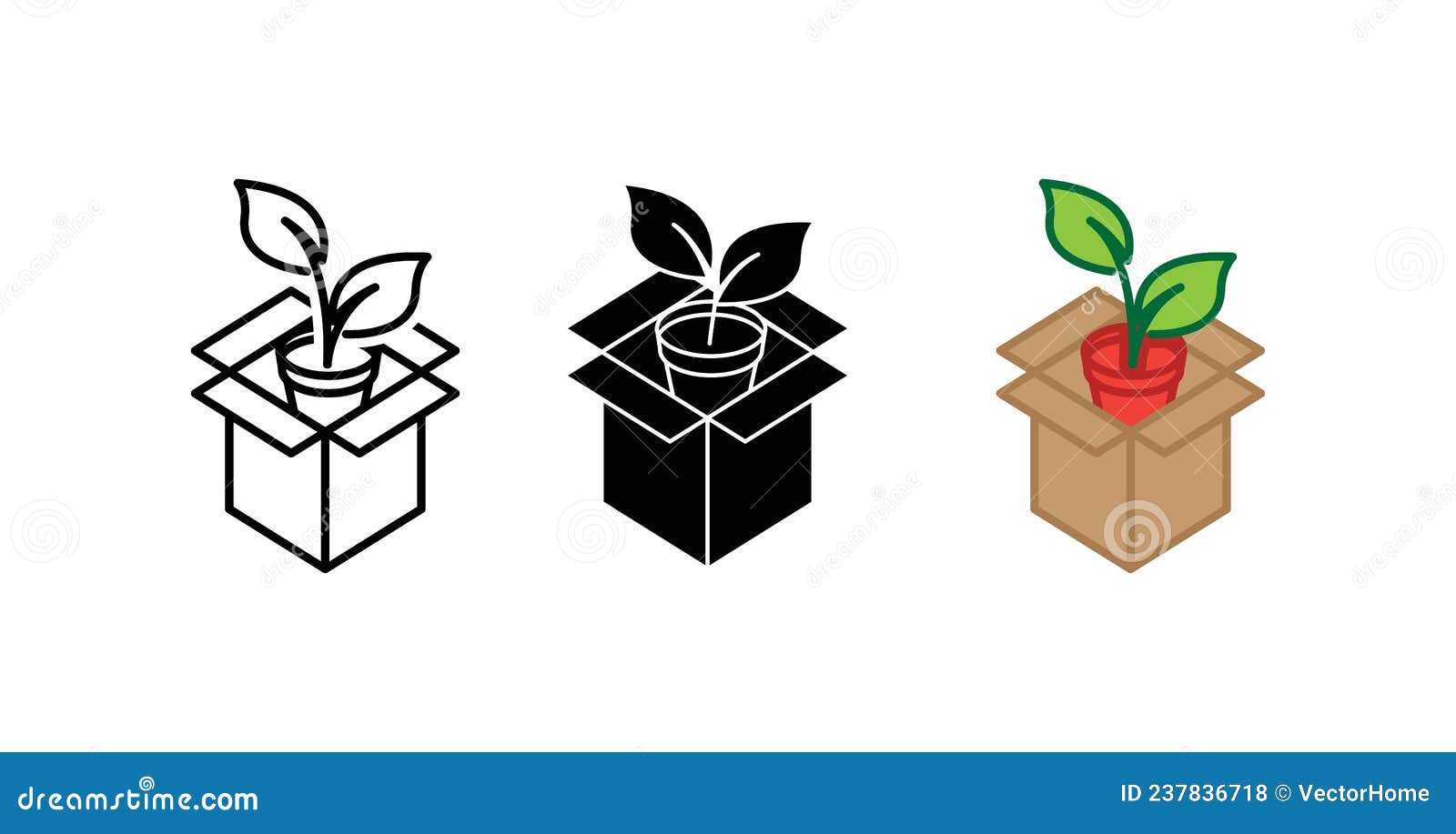 Package Box and Plant, Vector Icon , Line Color Vector Illustration ...