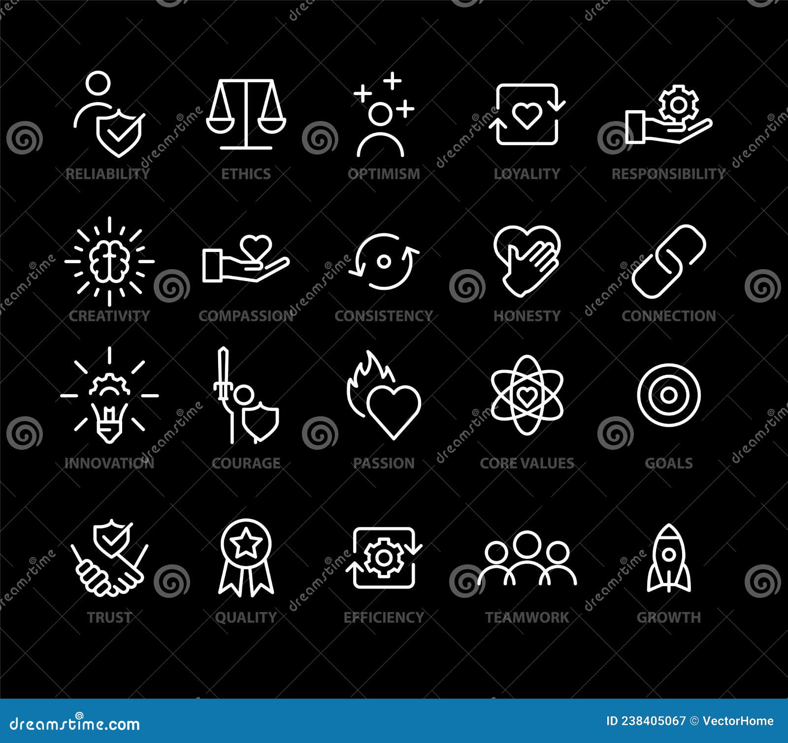 Set of Core Values Icons , Vector , Line Color Vector Illustration ...